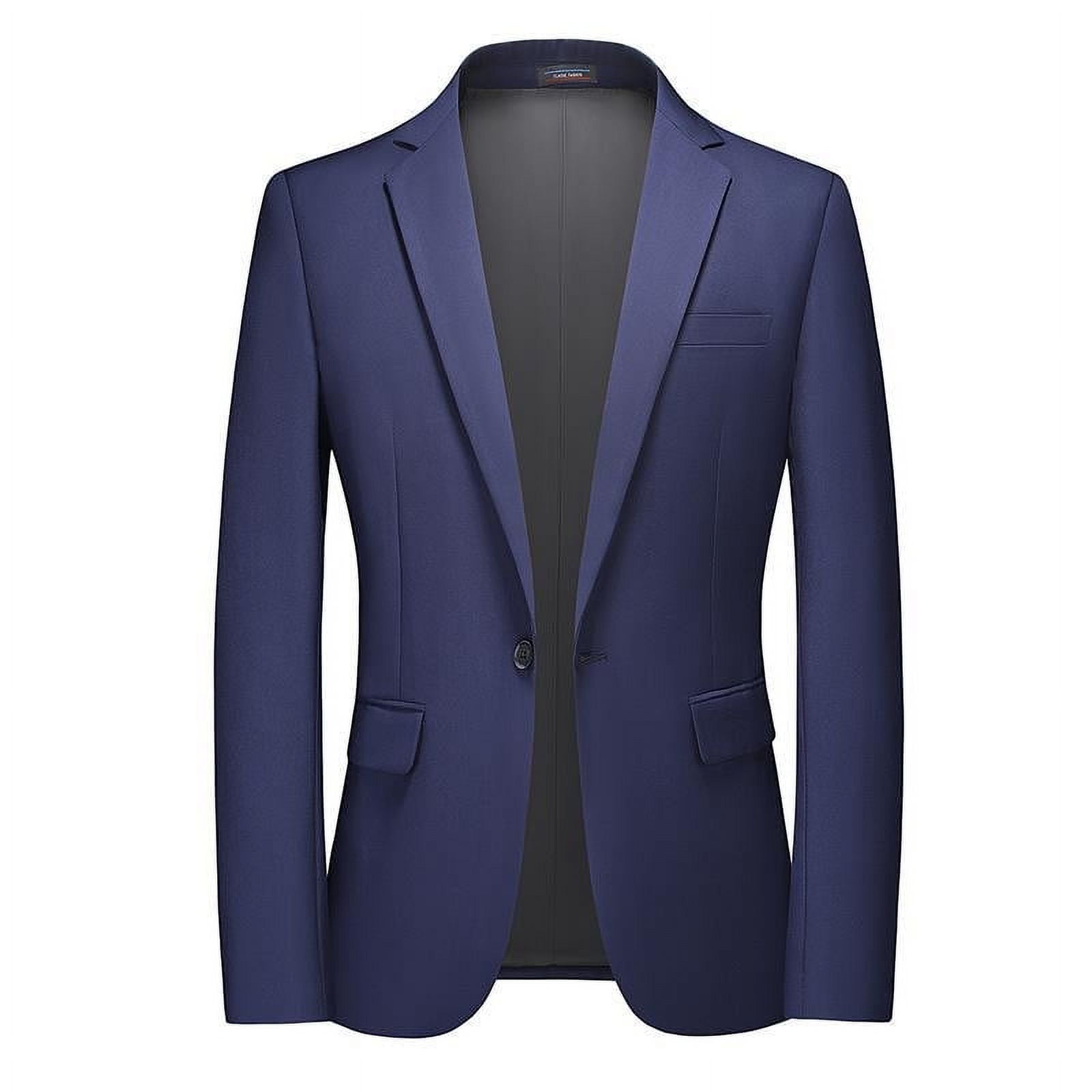 WREESH Mens Fashion Solid Blazer Slim Business Suit Jacket Peaked Lapel ...