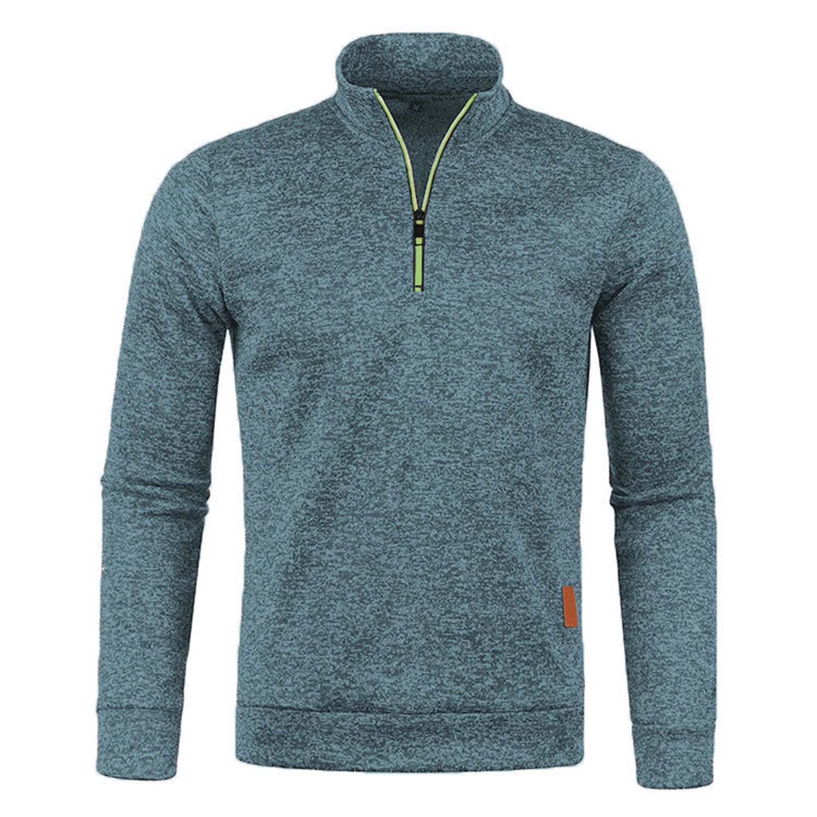 WREESH Mens Henley Sweater Quarter Zip Sweatshirt Slim Mock Neck ...