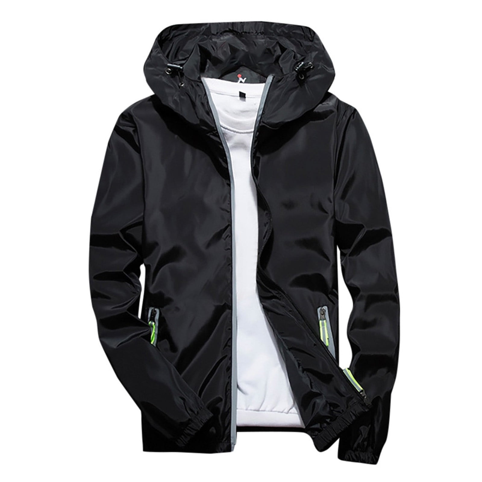 WREESH Mens Reflective Windbreaker Jacket Lightweight Zipper Hooded ...