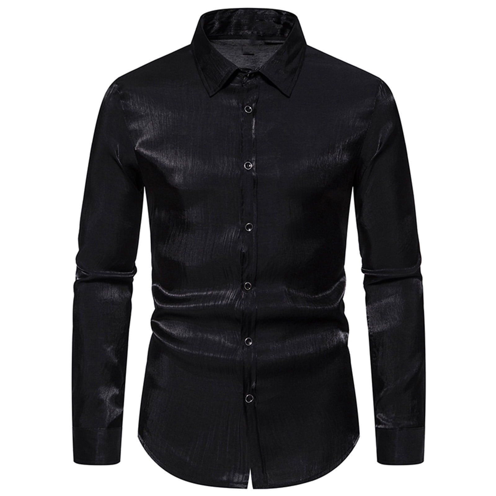 WREESH Mens Slim Fit Dress Shirts Jacquard Undershirt Button Up Long ...