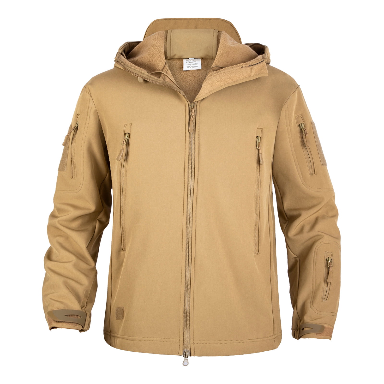 WREESH Mens Softshell Technical Jacket Hoodie Fleece Lined Jacket 6 Zip ...