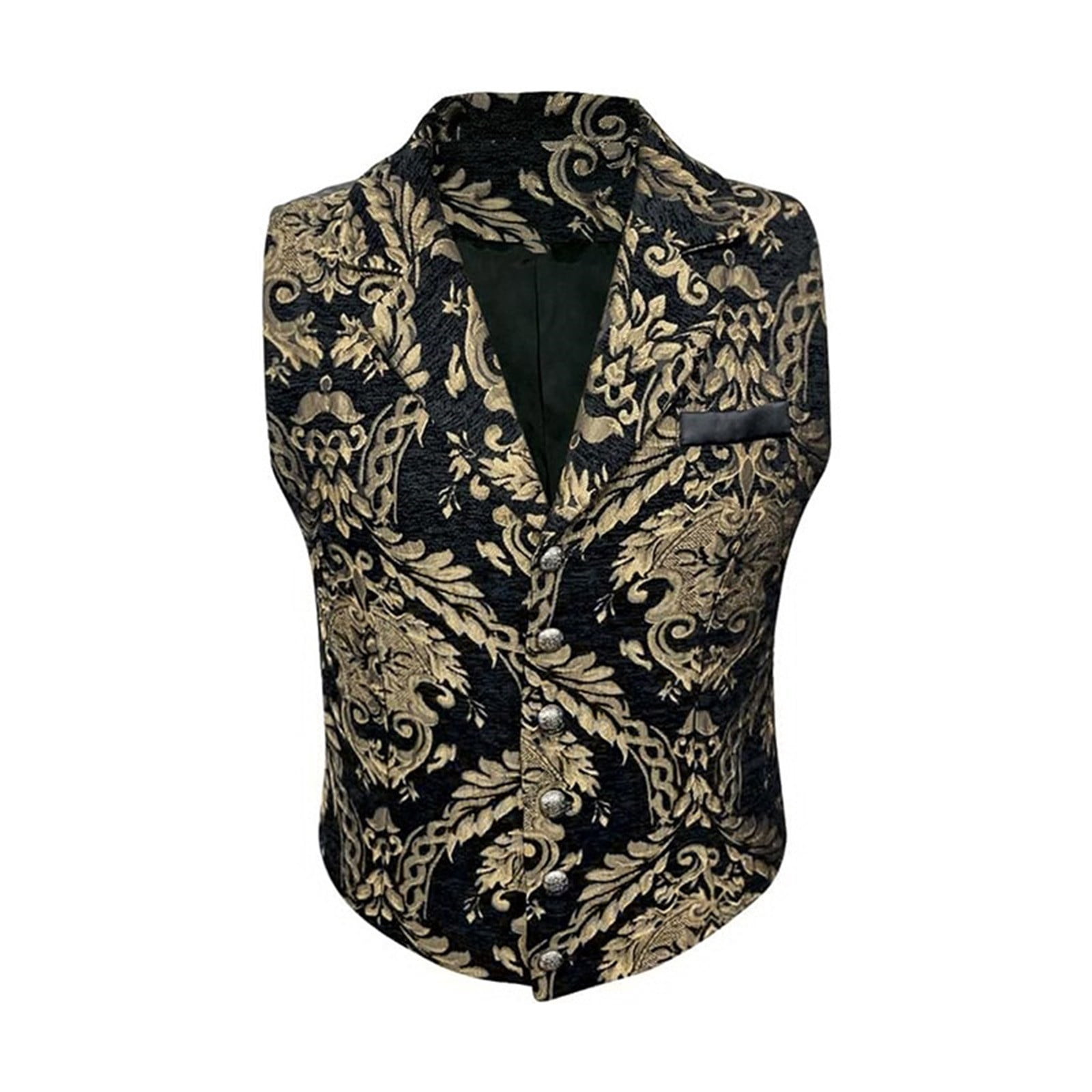 WREESH Mens Suit Vest Gothic Dress Vest Medieval Court Jacquard Tuxedo ...