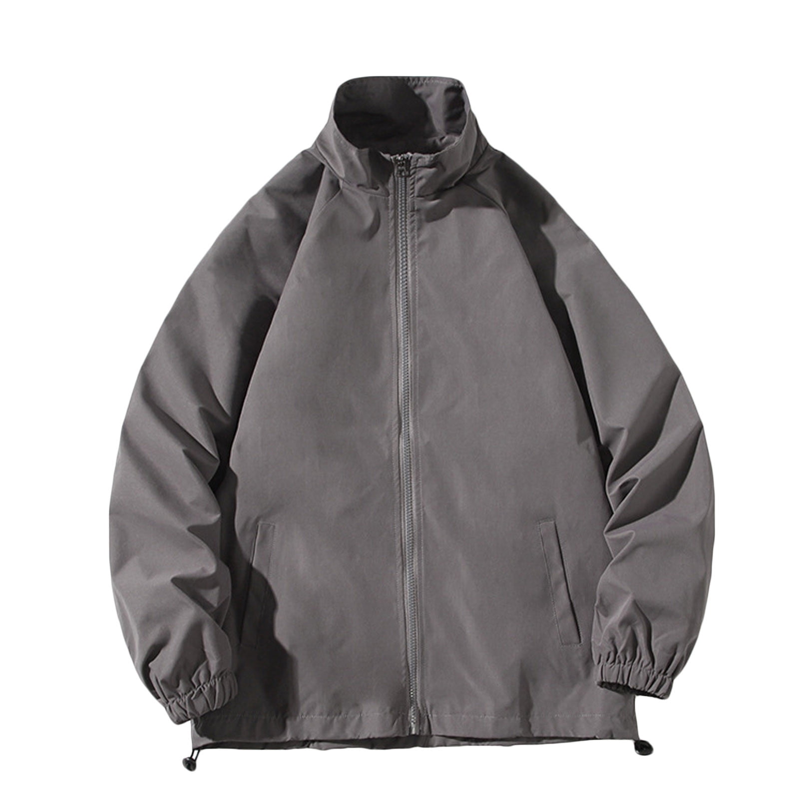 WREESH Mens Windbreaker Jacket Lightweight Basic Solid Jacket High ...