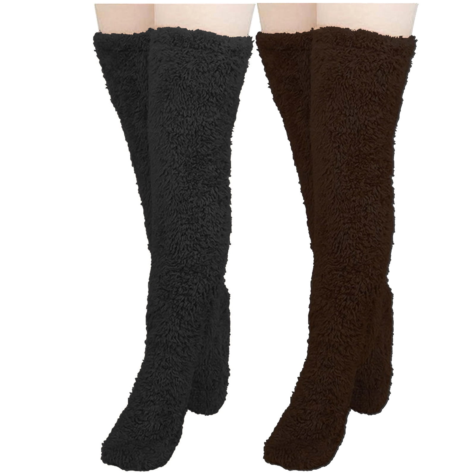 WREESH Women Fashion Thigh High Socks Over Knee Stockings 2 Pairs High ...
