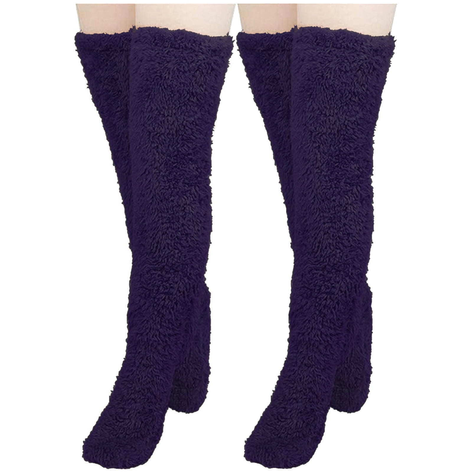 WREESH Women Fashion Thigh High Socks Over Knee Stockings High Fuzzy ...