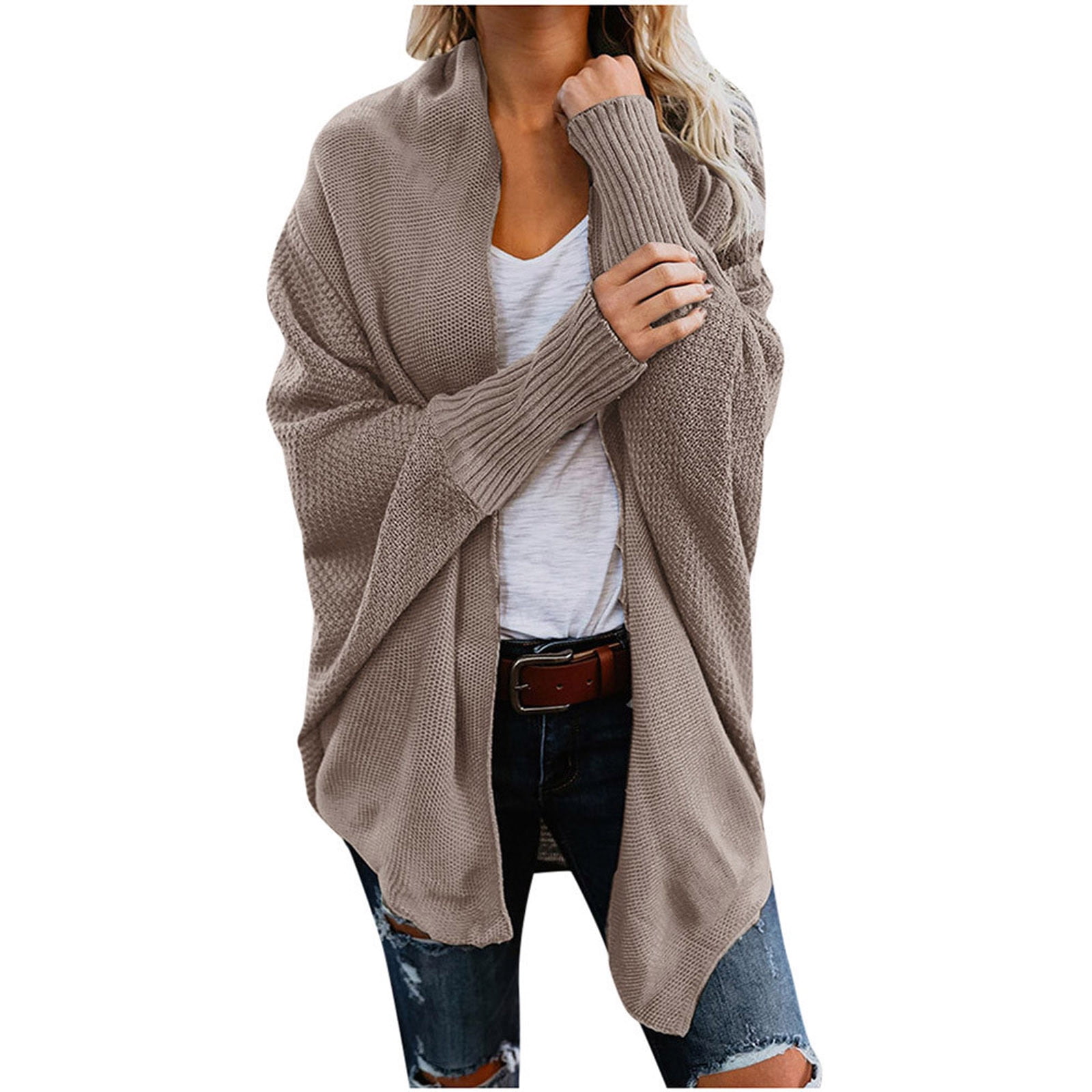 WREESH Women's Oversized Cable Knit Cardigan - Chunky Open Front Wrap ...