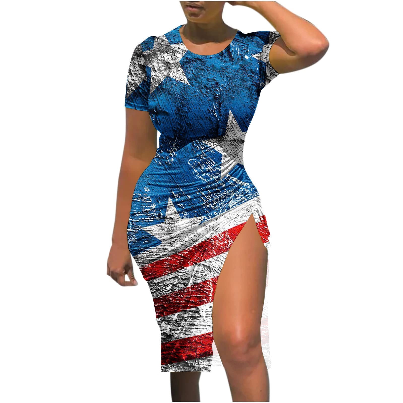 WREESH Women's Ruched Side Split Midi Dress a Elegant Summer Look with ...