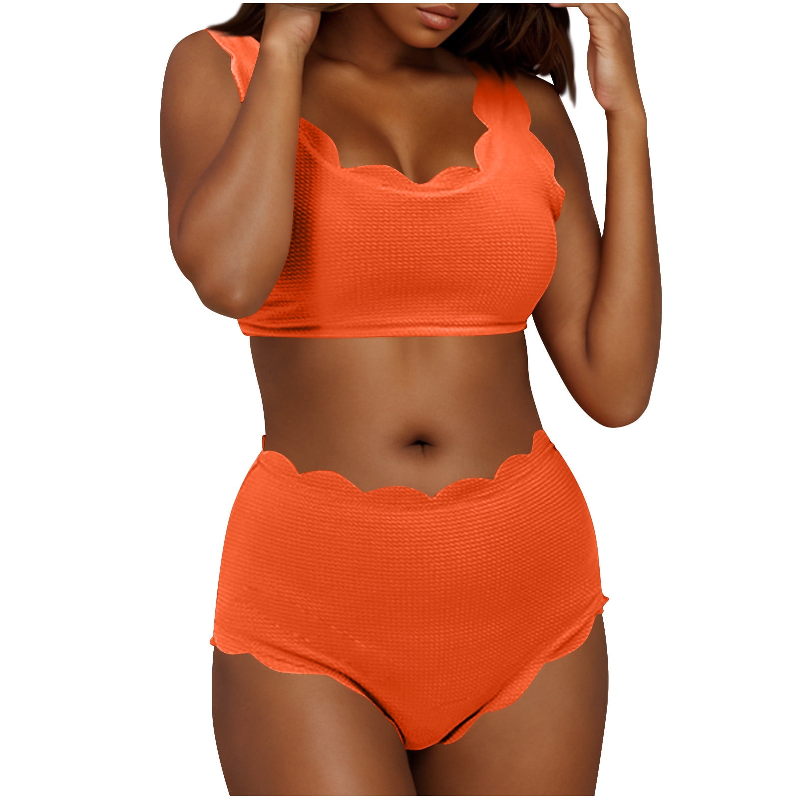 WREESH Women's Two-Piece Bikini Set Split Soft Push-Up Padding (No Under ) & High-Cut Bottoms ...