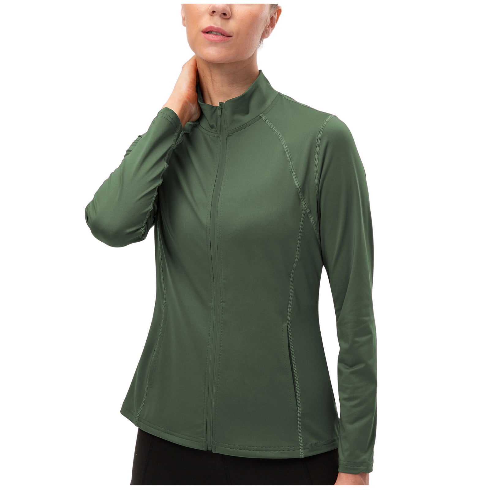 WREESH Womens Fashion Slim Cropped Jacket Lapel Solid Color Full Zip ...