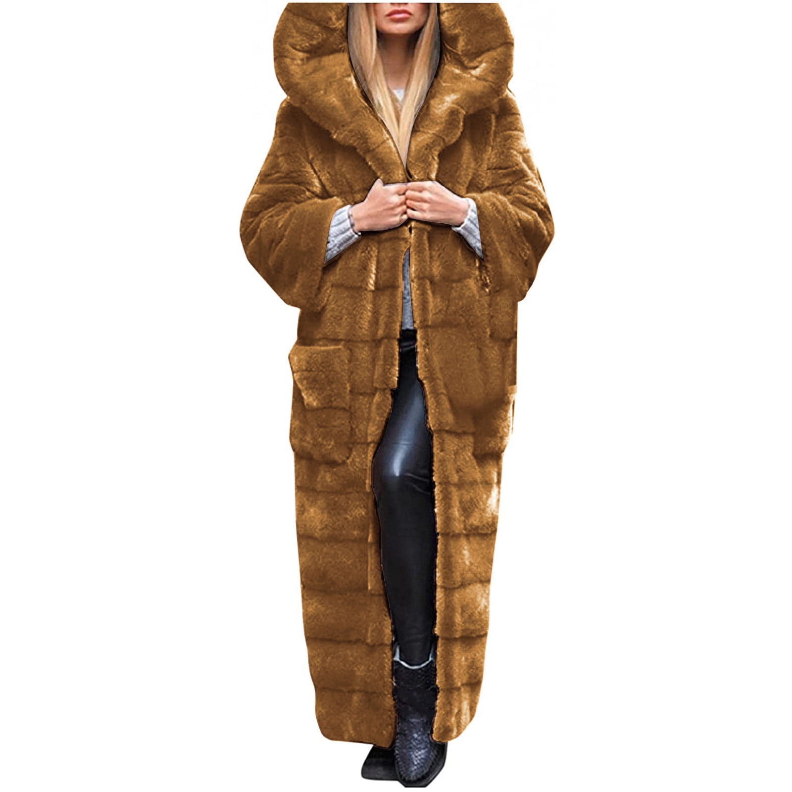 Customer reviews for WREESH Womens Faux Furry Maxi Coats Oversized ...
