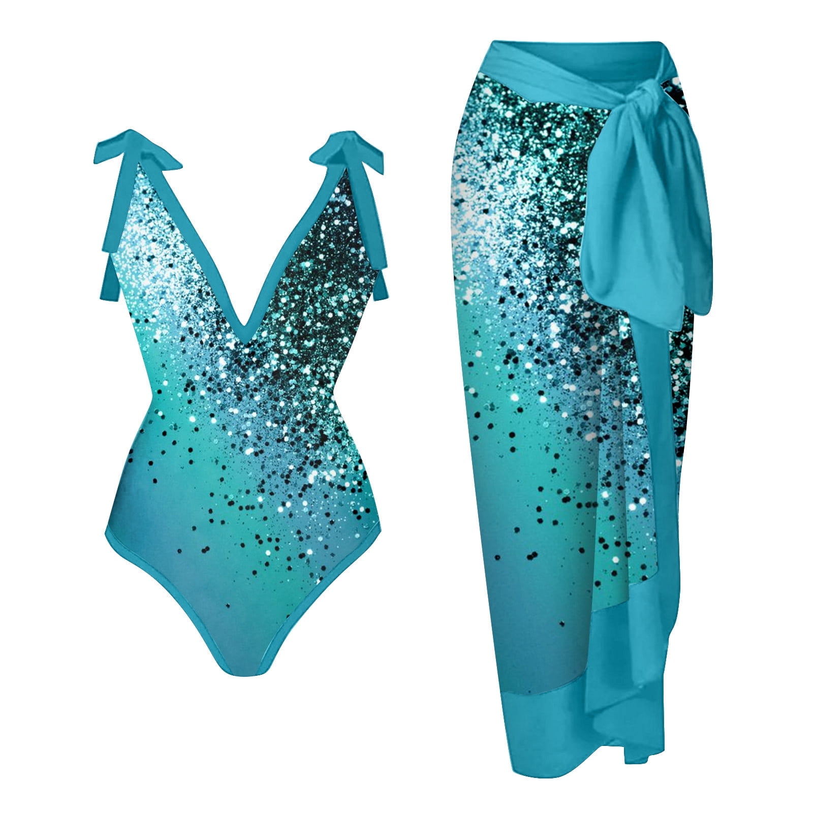 Wreesh Womens One Piece Swimsuit Print Swim Suits Beach Cover Ups