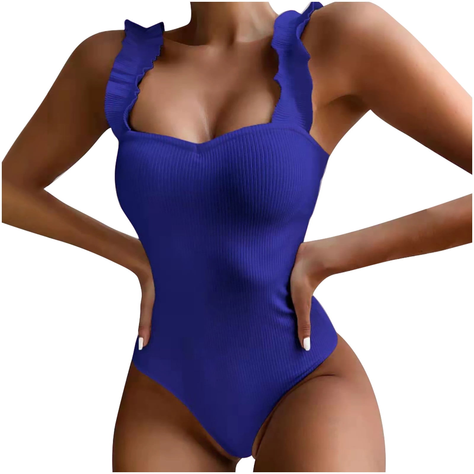 Wreesh Womens One Piece Swimsuits Solid Color Sleeveless Lace Tight