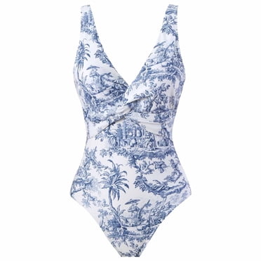 WREESH Womens One Piece Swimsuits Fashion Solid Color Leaf Flash Slim ...