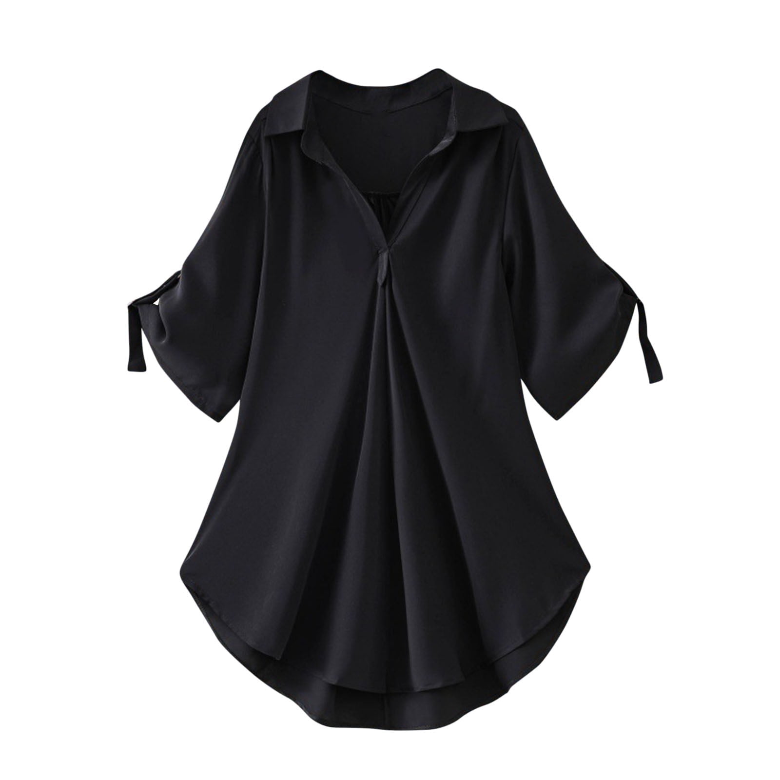 WREESH Womens Oversized Shirts V Neck Cover Up Shirt Solid Loose ...