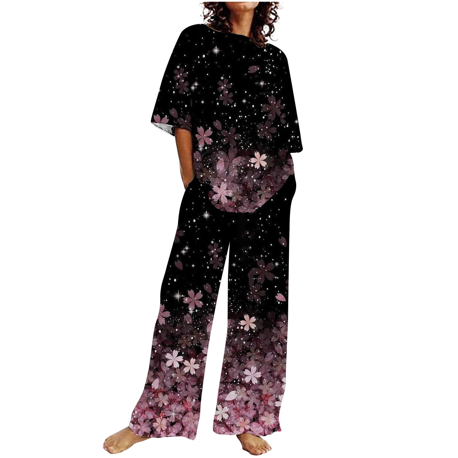 Wreesh Womens Pajama Sets Summer 2 Piece Lounge Matching Sets Outfits