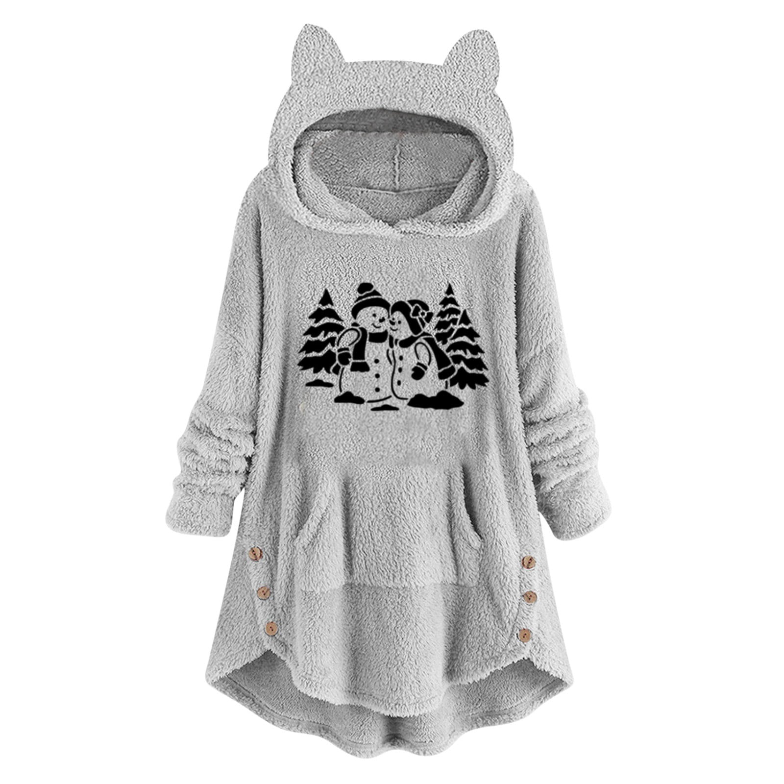 Wreesh Womens Plus Size Hoodies Winter Warm Fuzzy Fleece Sweatshirt