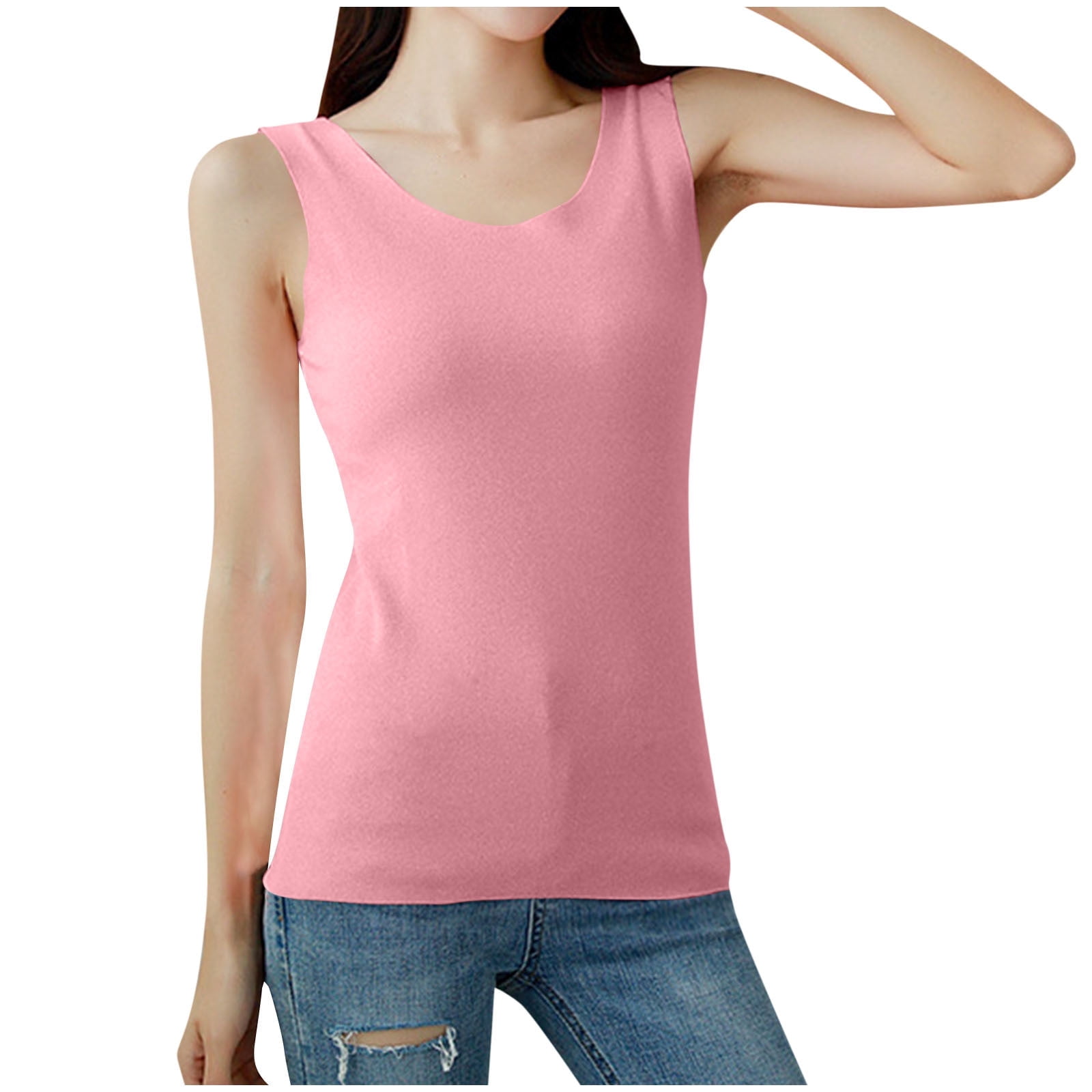 WREESH Womens Seamless Tank Tops Scoop Neck Sleeveless Blouses Spring ...
