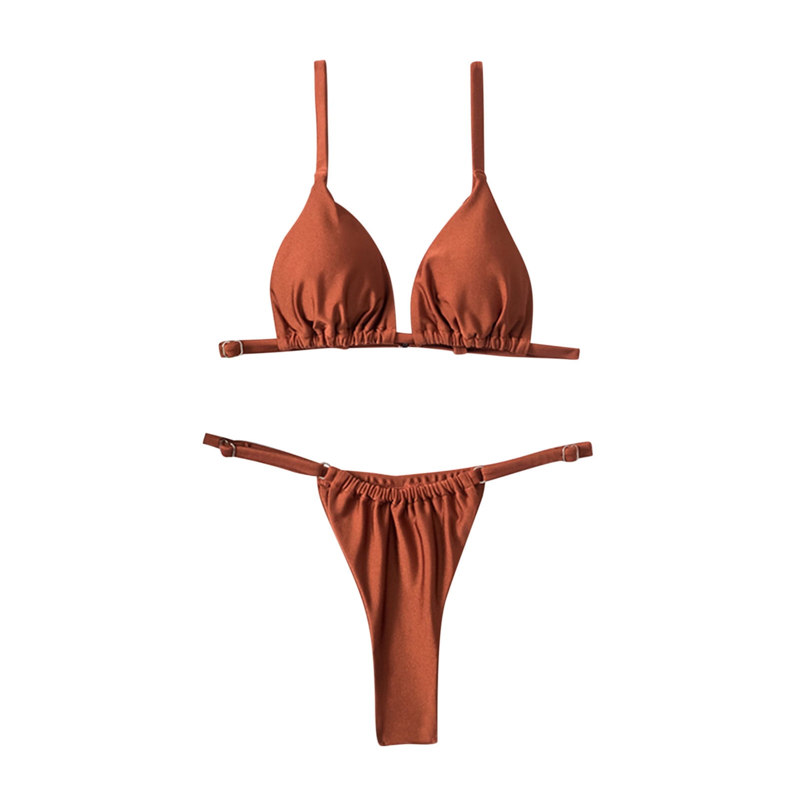 Wreesh Womens String Bikini Sets Bikini Split Swimwear Solid Bikini Two