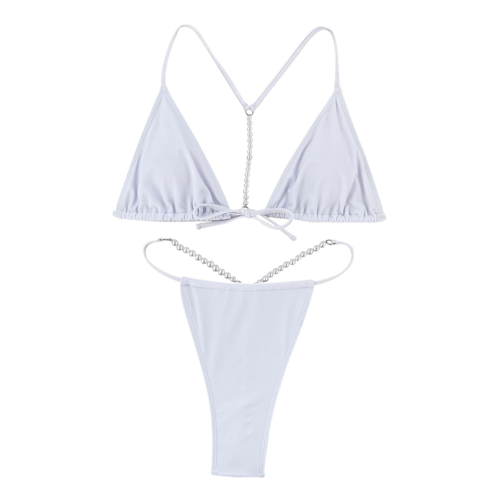 Wreesh Womens String Bikini Sets Halter Print Set Swimsuit Two Piece