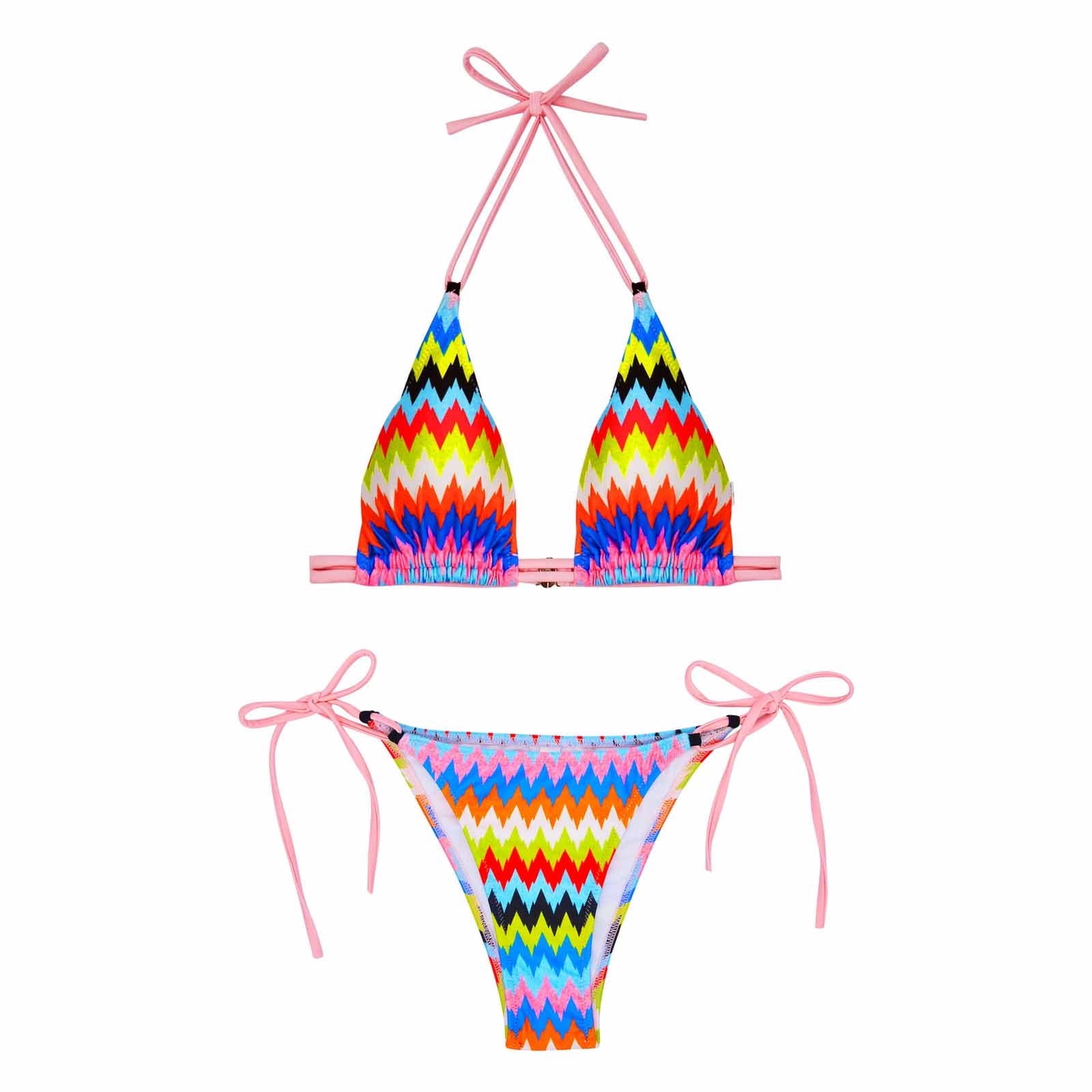 Wreesh Womens String Bikini Sets Solid Color Swimwear Two Piece Slim