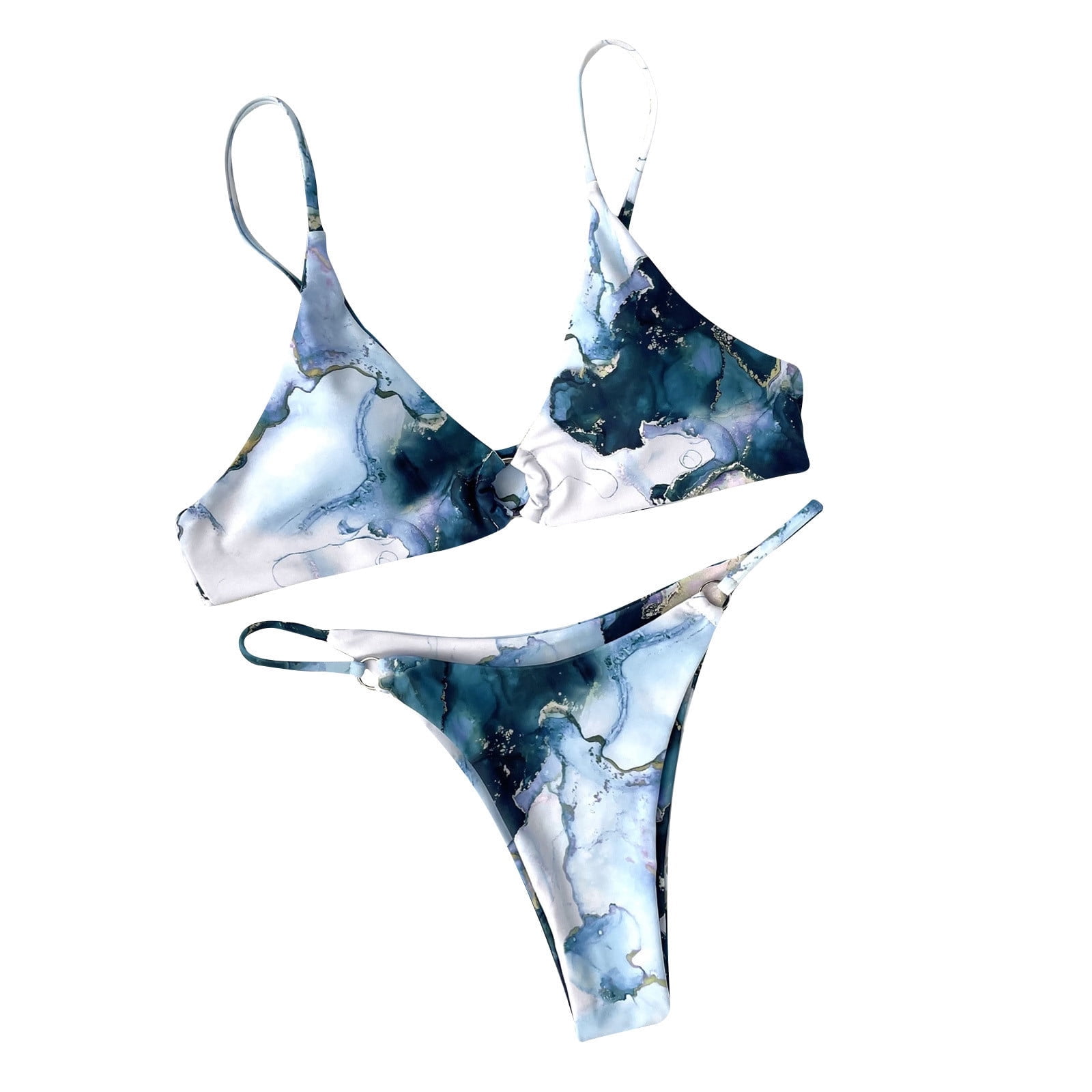 Wreesh Womens String Bikini Sets Split Bikini Two Piece Gradient Color