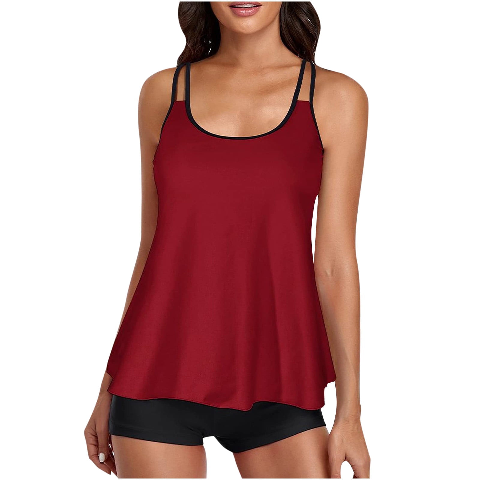 WREESH Womens Tankini Swimsuit Swimsuit Solid Tank Top Two Piece ...