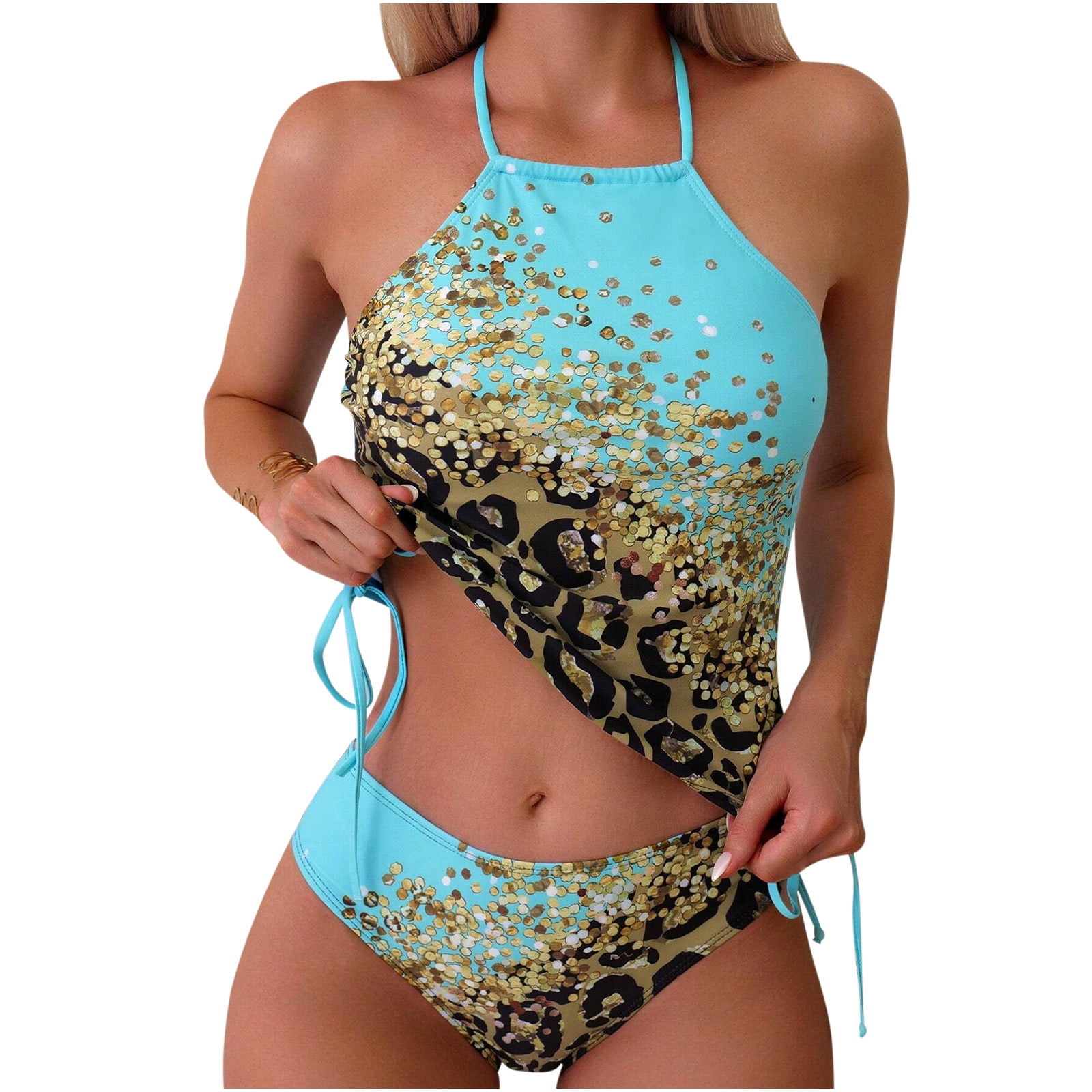 Wreesh Womens Tummy Control Tankini Swimsuit Print Swimwear Two Piece