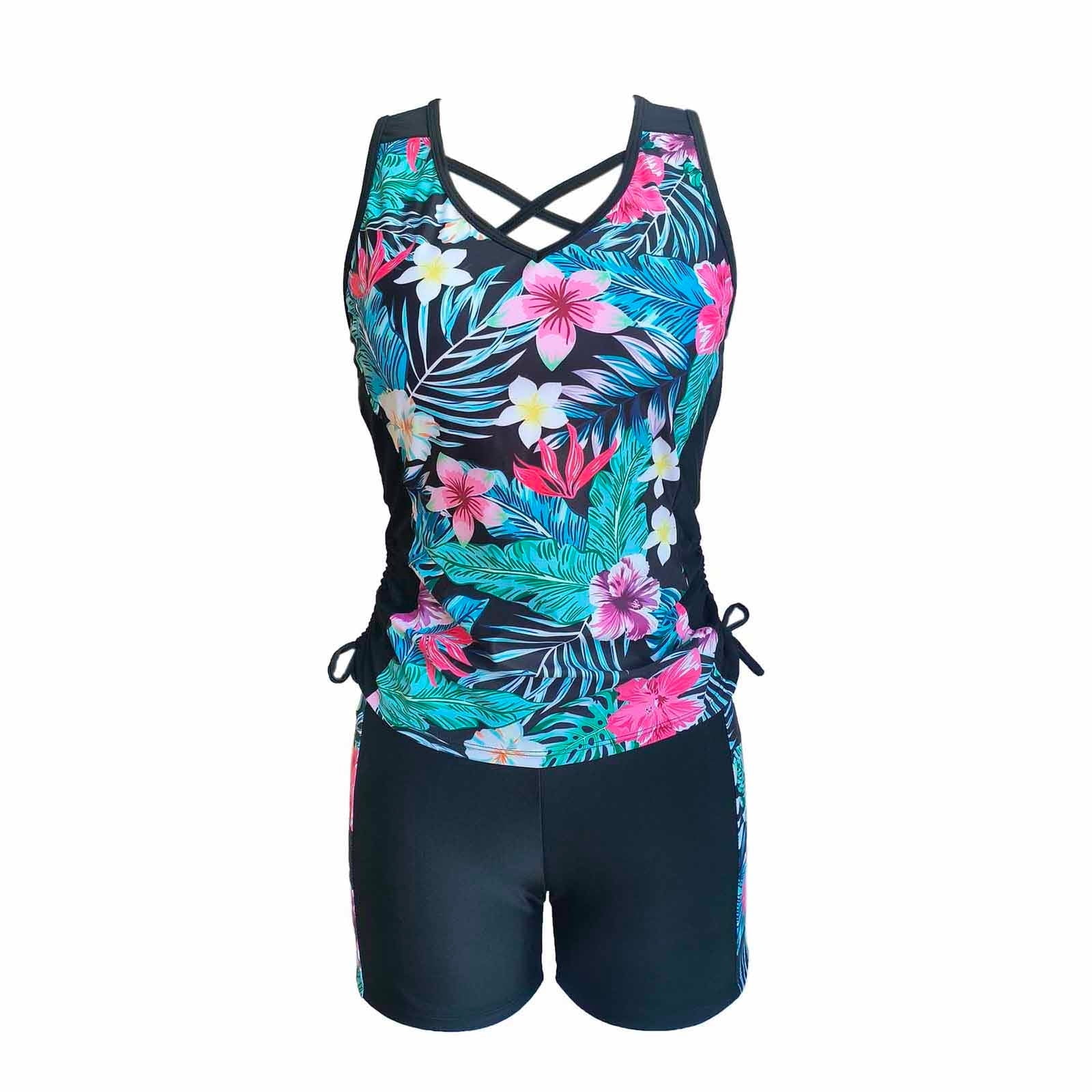 WREESH Womens Tummy Control Tankini Swimsuit Split Swimsuit Bikini ...