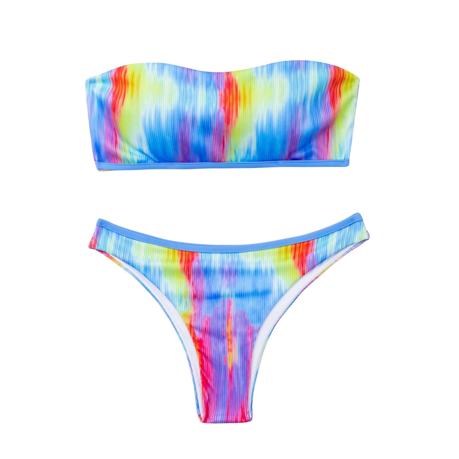 Wreesh Womens Two Piece Swimsuit Bandeau Bikini Sets High Cut Bikini