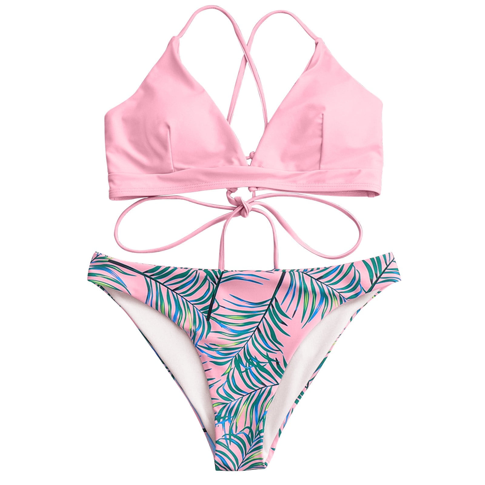 Wreesh Womens Two Piece Swimsuit Bikini Set Fashion Solid Swimwear