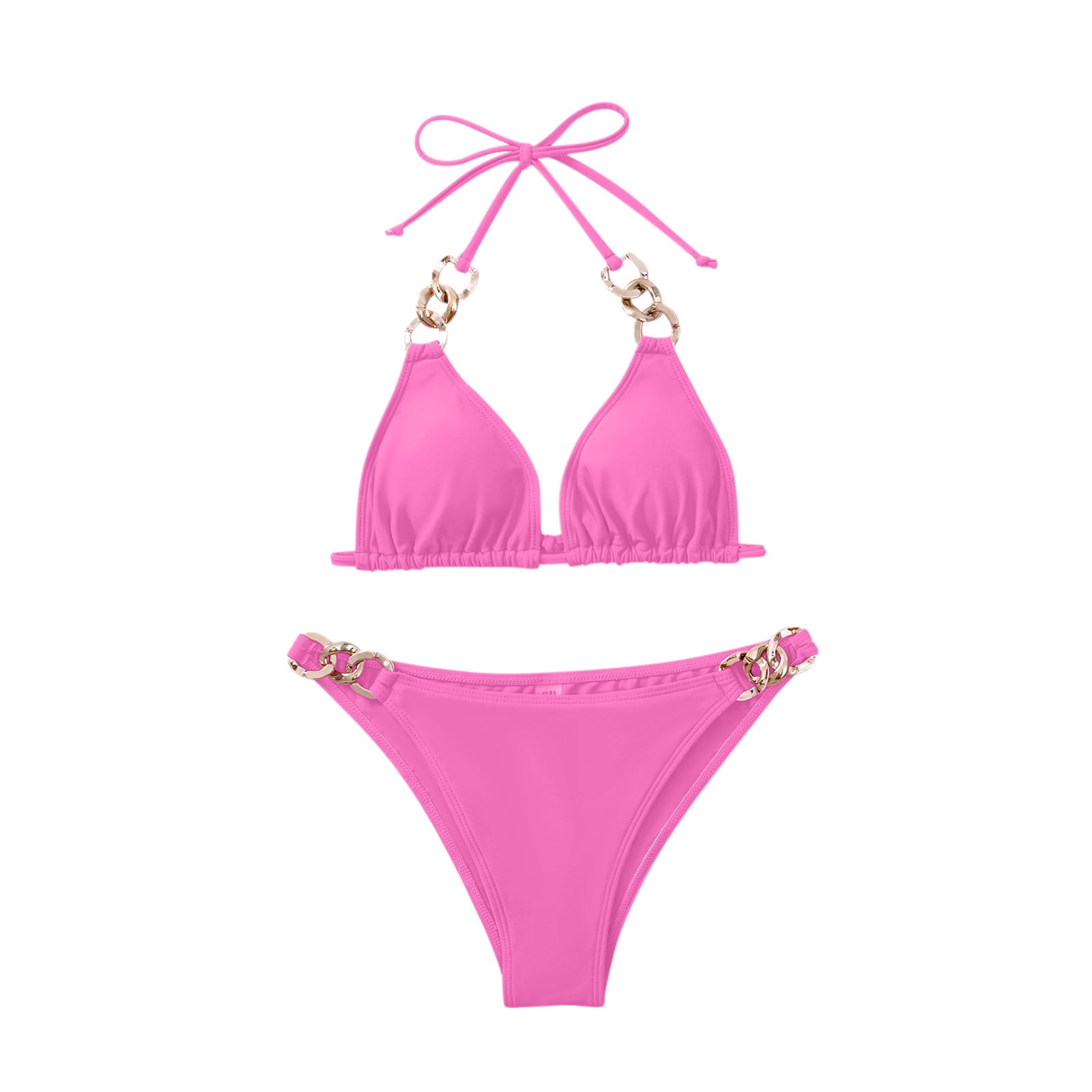 Wreesh Womens Two Piece Swimsuit Halter Bikini Set Fashion Sexy Solid