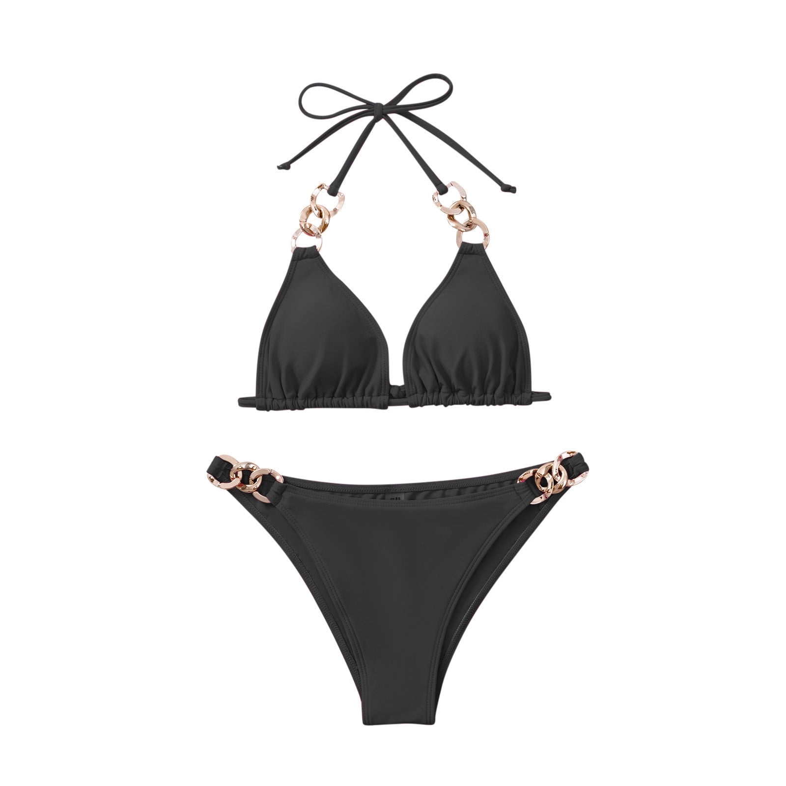 Wreesh Womens Two Piece Swimsuit Halter Bikini Set Fashion Solid Bikini