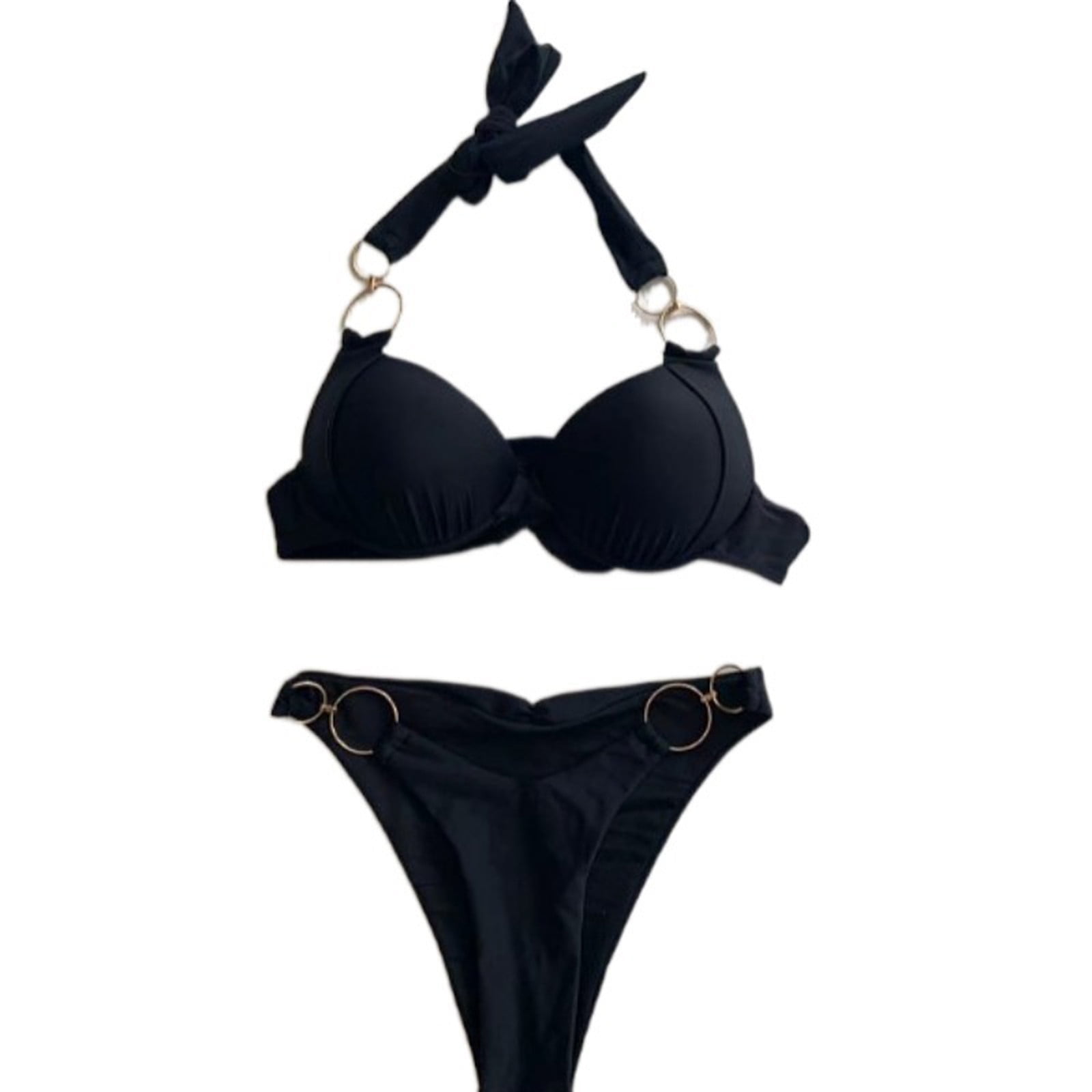 Wreesh Womens Two Piece Swimsuit Halter Bikini Set High Cut Bikini