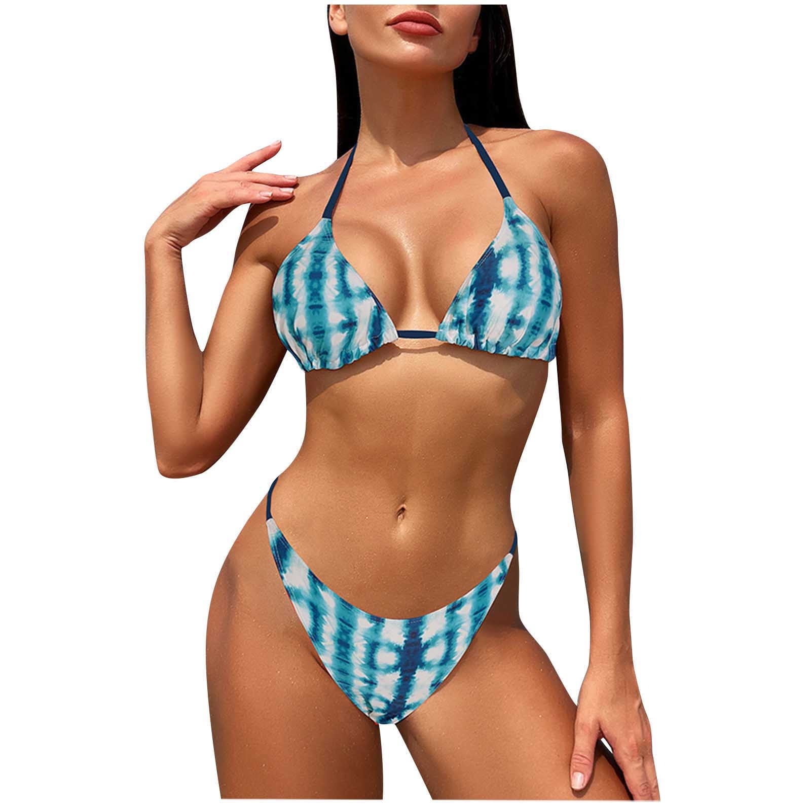 Wreesh Womens Two Piece Swimsuit Halter Bikini Set High Cut Bikini
