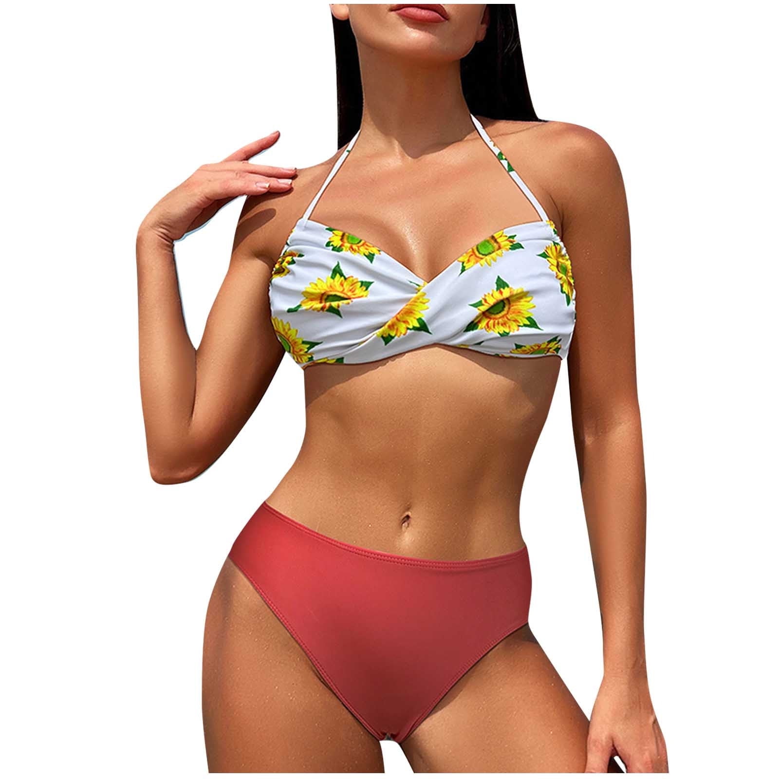 Wreesh Womens Two Piece Swimsuit Halter Bikini Set Split Body Swimsuit