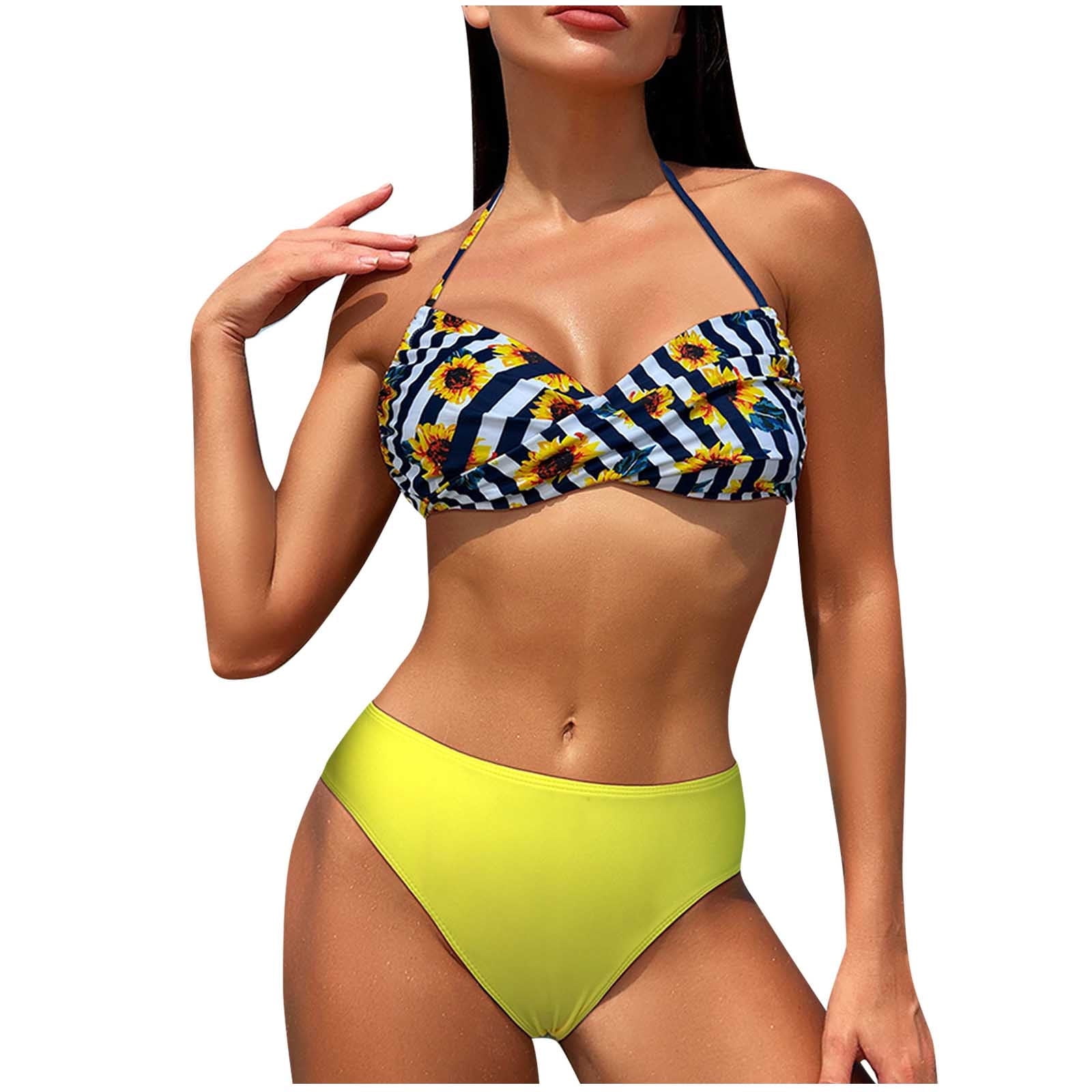 Wreesh Womens Two Piece Swimsuit Halter Bikini Set Split Body Swimsuit