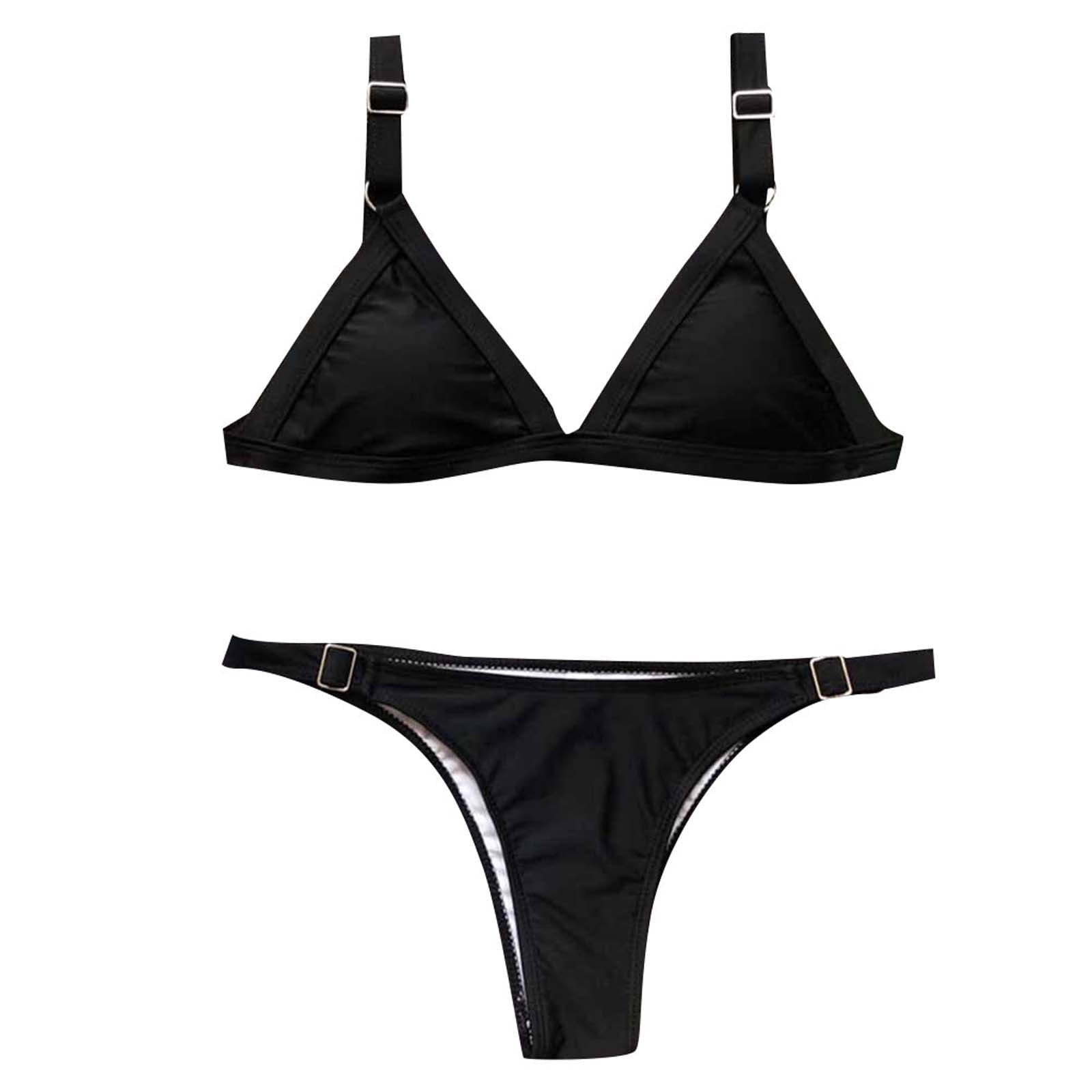 Wreesh Womens Two Piece Swimsuit High Cut Bikini Bandeau Bandage Bikini