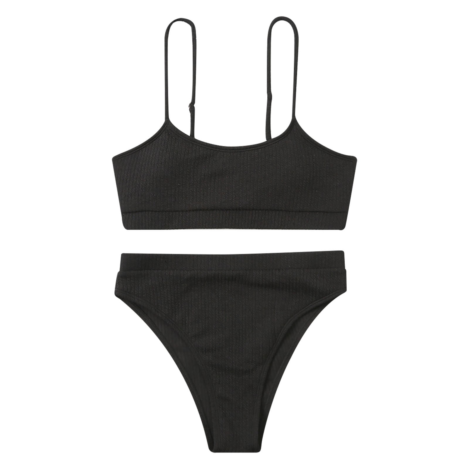 Wreesh Womens Two Piece Swimsuit High Cut Bikini Fashion Solid Sexy