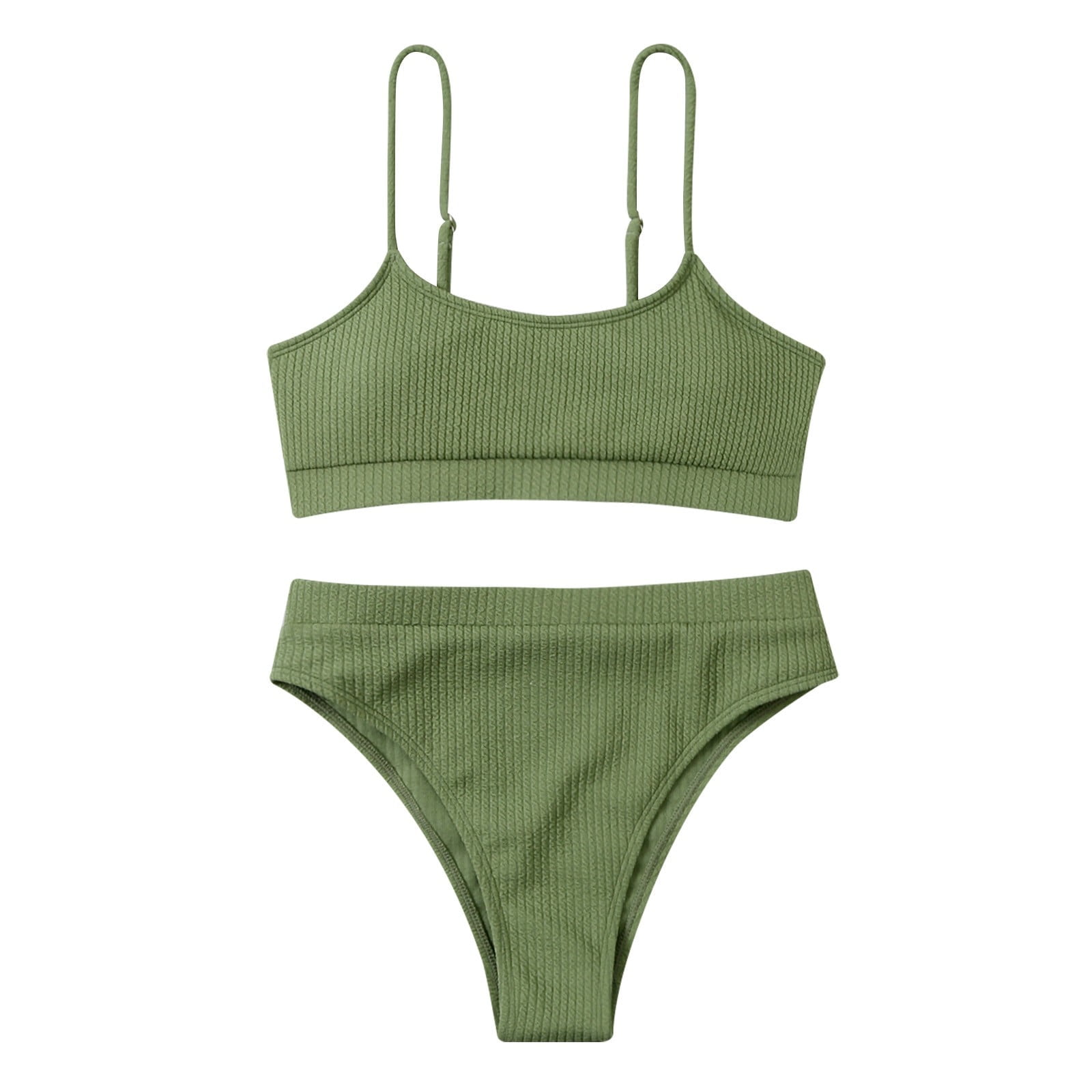 Wreesh Womens Two Piece Swimsuit High Cut Bikini Fashion Solid Sexy
