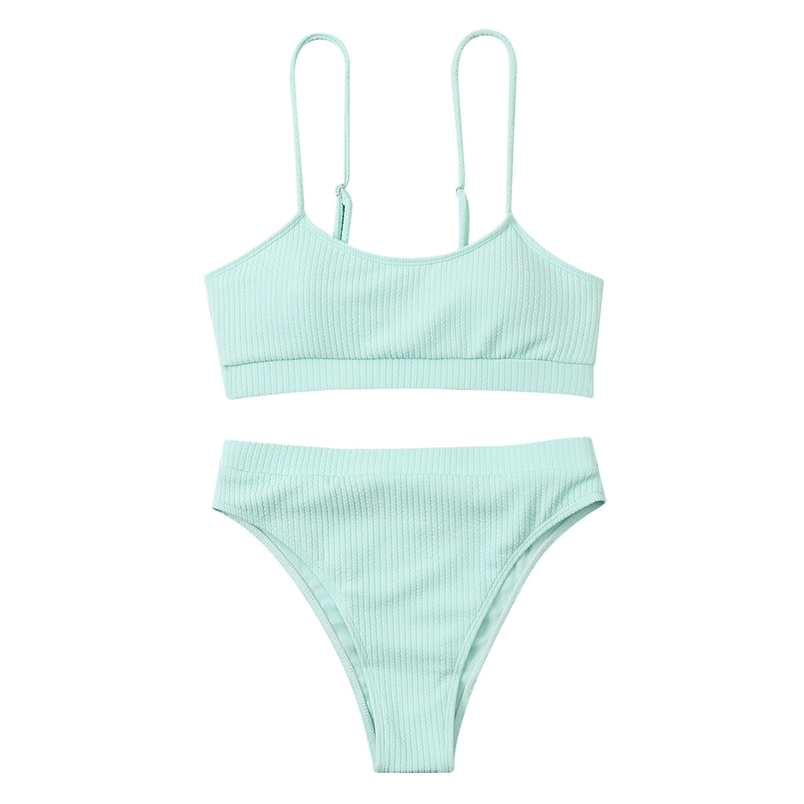 Wreesh Womens Two Piece Swimsuit High Cut Bikini Fashion Solid High