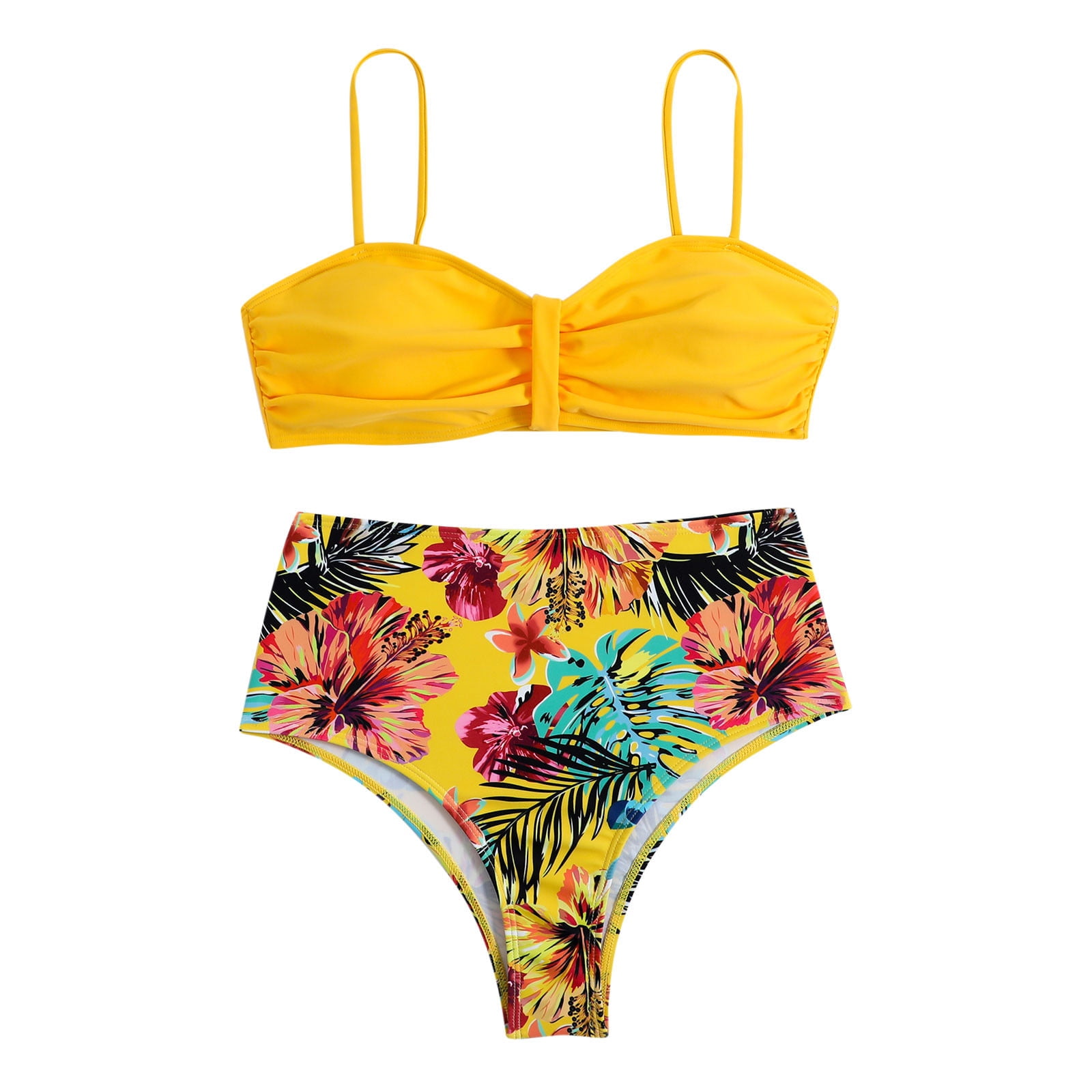 Wreesh Womens Two Piece Swimsuit High Cut Bikini New Fashion Split