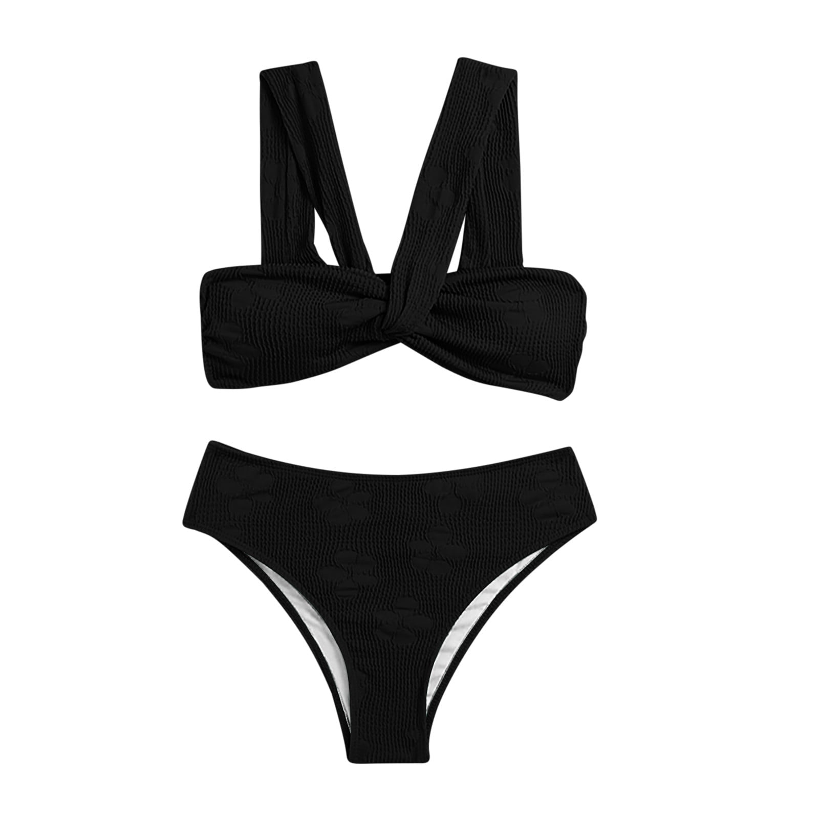 Wreesh Womens Two Piece Swimsuit High Cut Bikini Solid Bandage Fashion