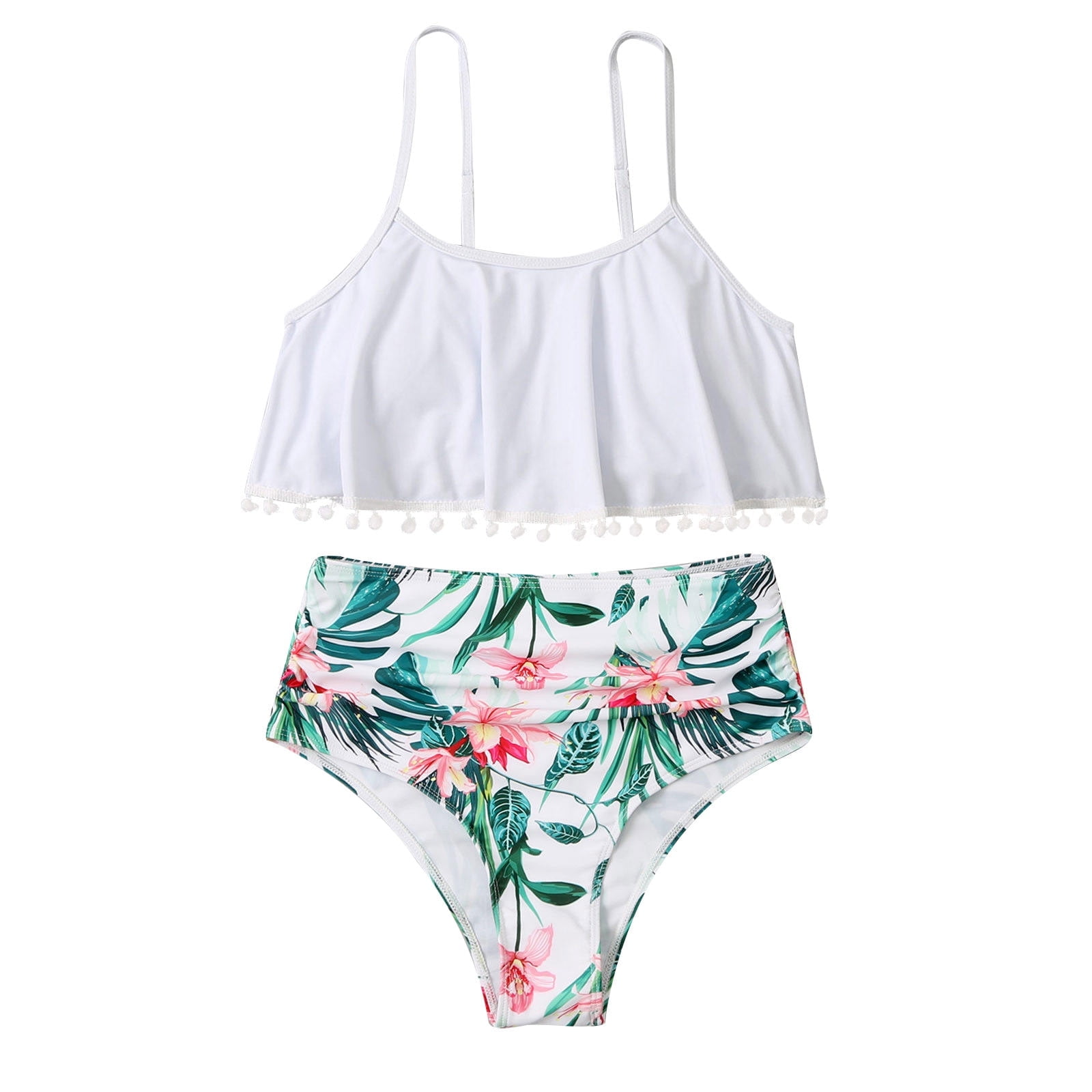 Wreesh Womens Two Piece Swimsuit Off Shoulder Swimsuit High Waisted
