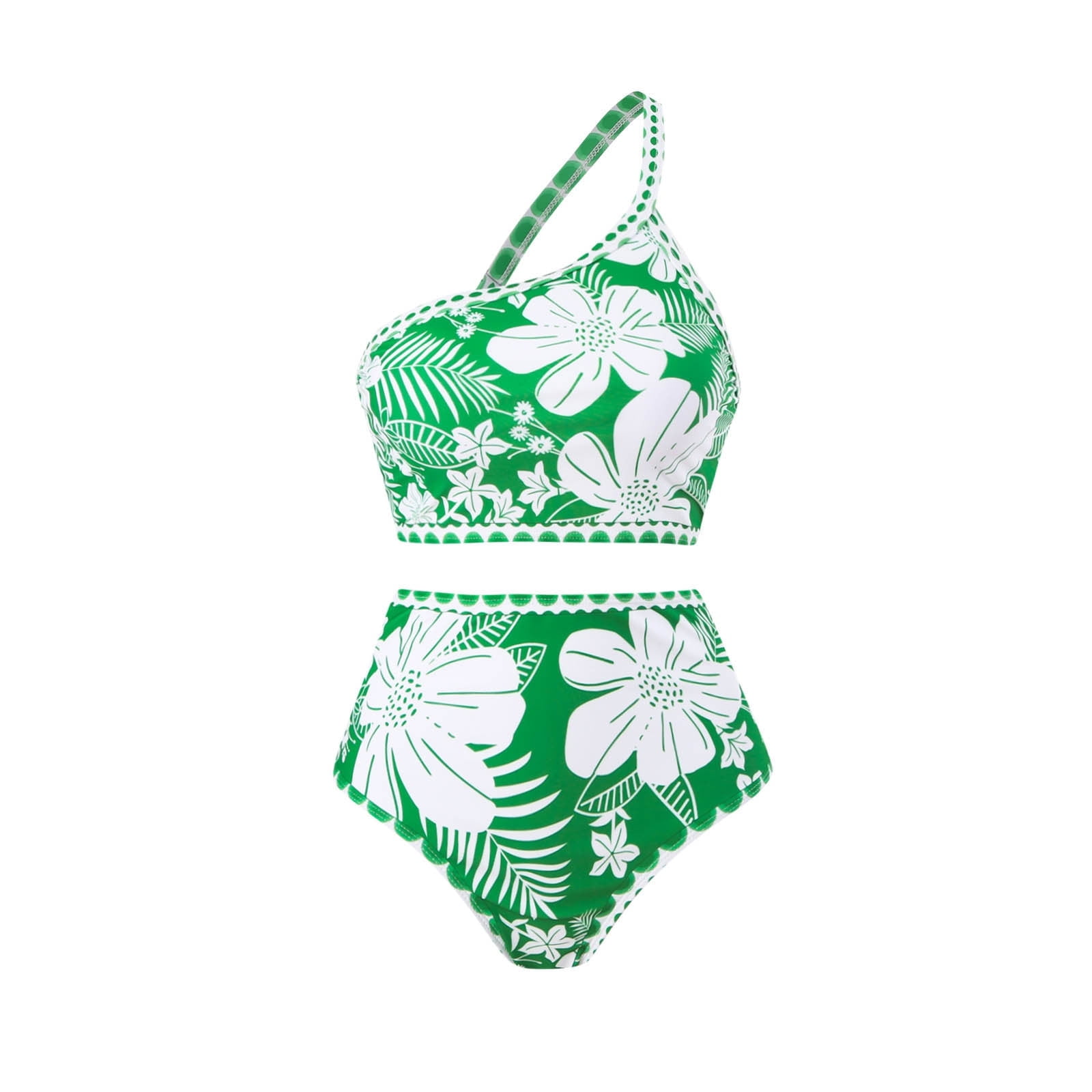 WREESH Womens Two Piece Swimsuit One Shoulder Bathing Suits High ...