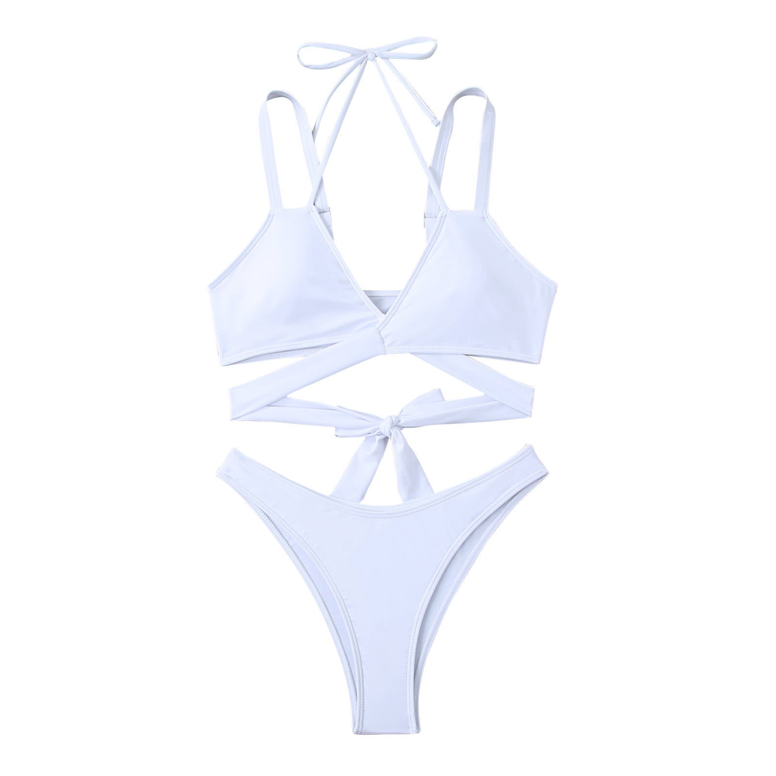 Wreesh Womens Two Piece Swimsuit String Bikini Sets Criss Cross Bathing