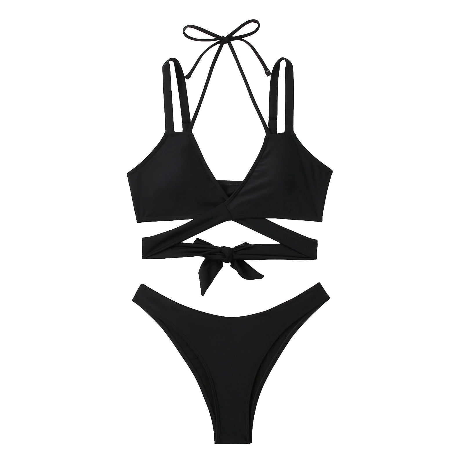 Wreesh Womens Two Piece Swimsuit String Bikini Sets Criss Cross Bathing