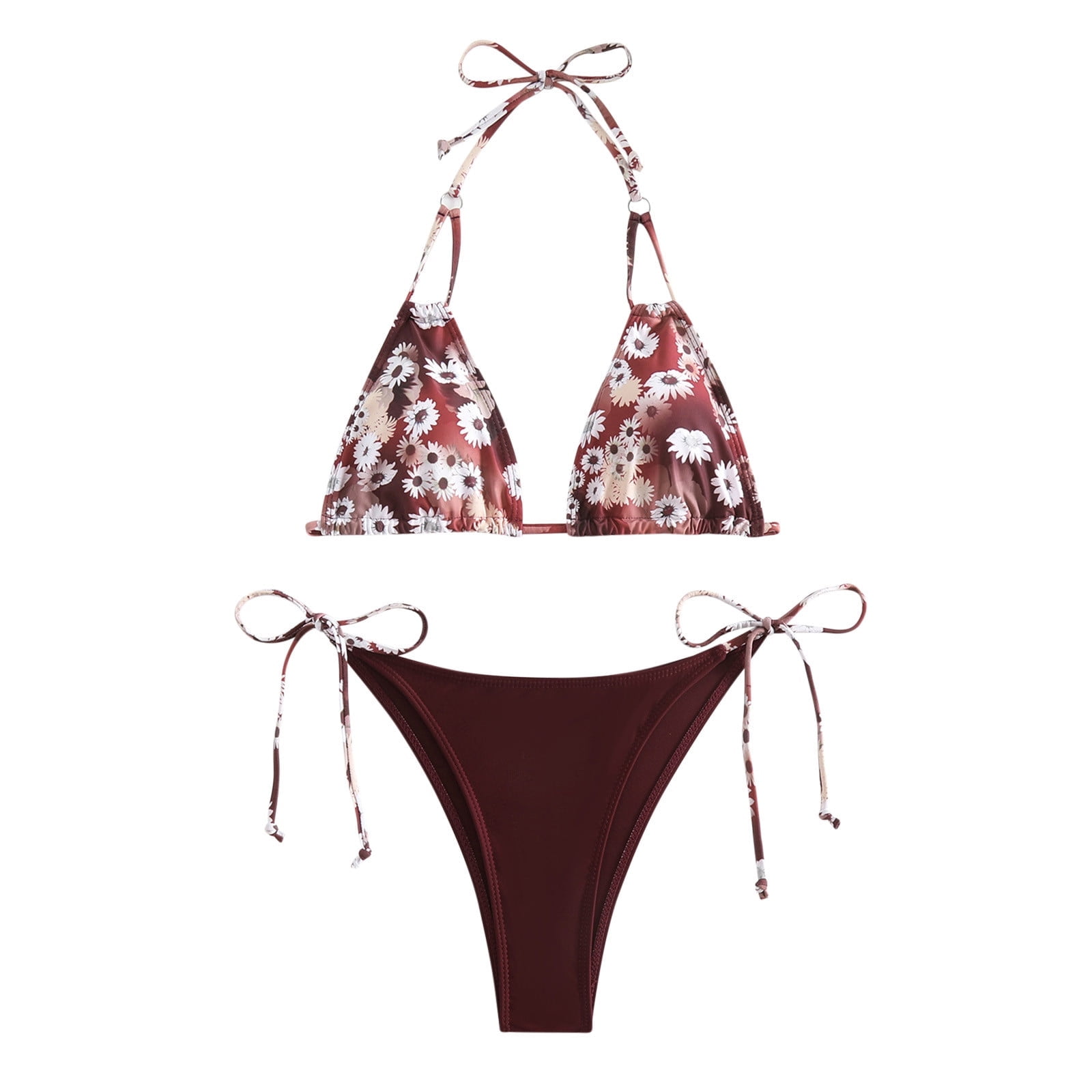Wreesh Womens Two Piece Swimsuit String Bikini Sets Halter Bathing Suit