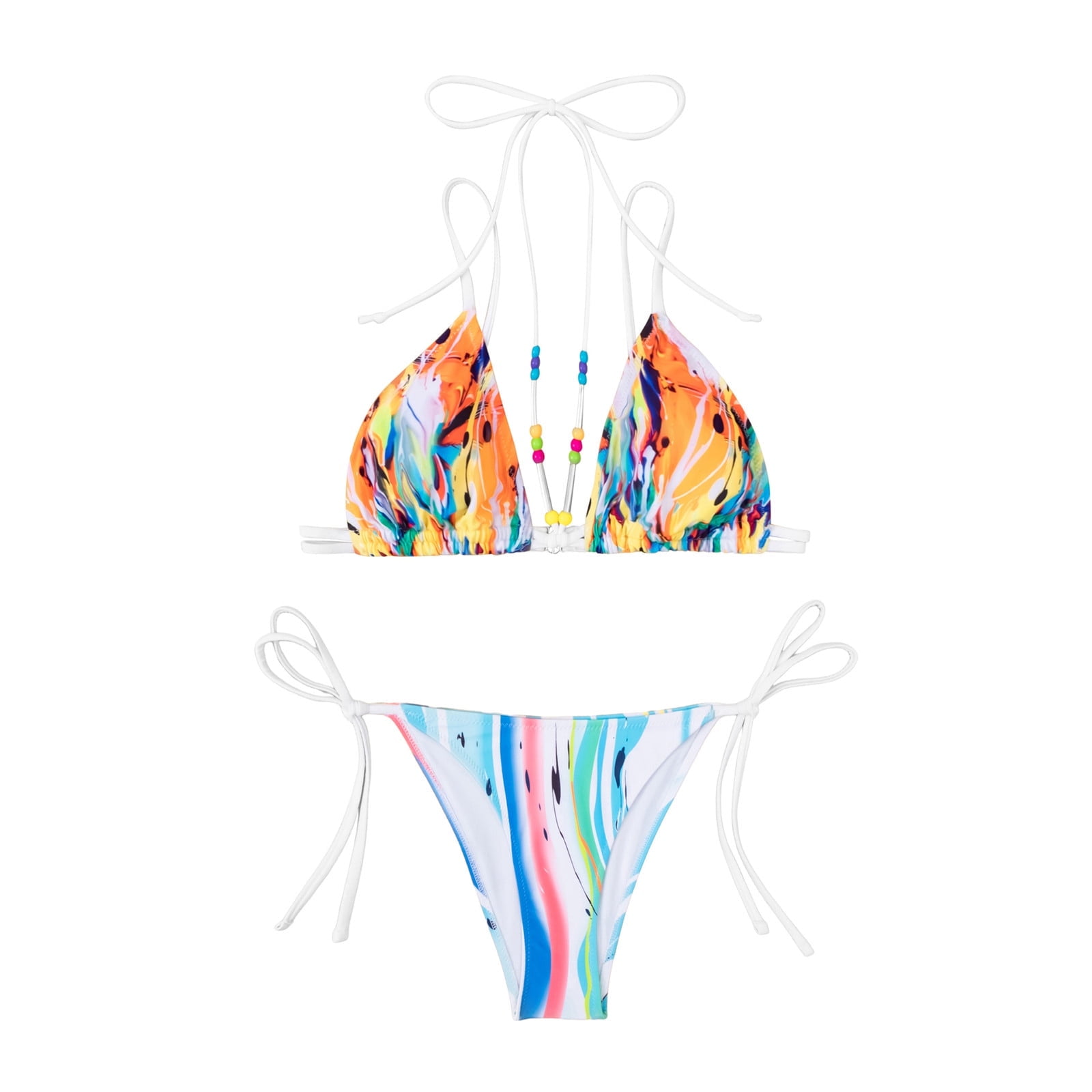 Wreesh Womens Two Piece Swimsuit String Bikini Sets Halter New Sexy