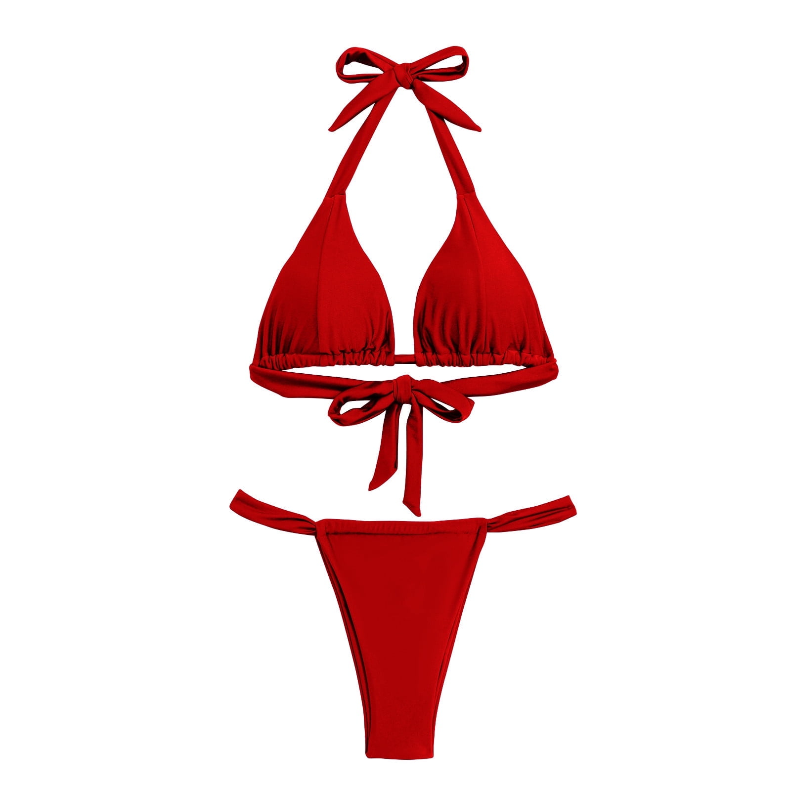 Wreesh Womens Two Piece Swimsuit String Bikini Sets Halter New Swimsuit