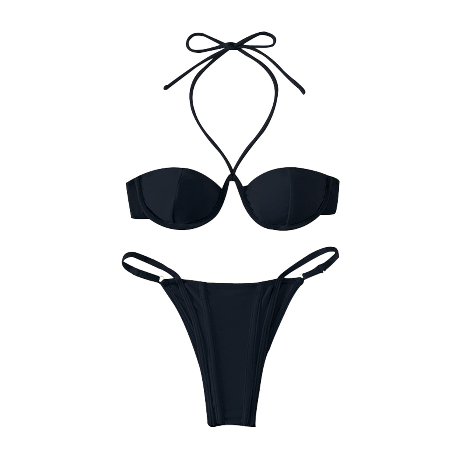 Wreesh Womens Two Piece Swimsuit String Bikini Sets Halter Separate